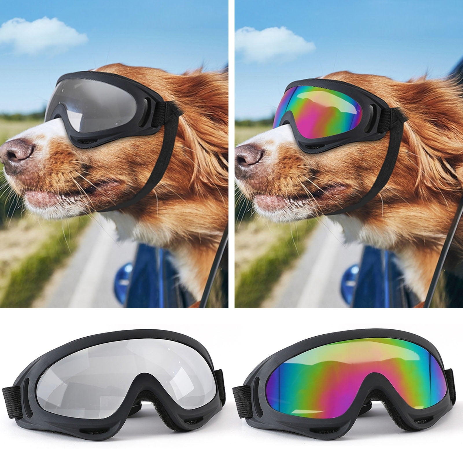 Clinaoy Dog Goggles with Adjustable Straps UV Windproof Anti Fog ...