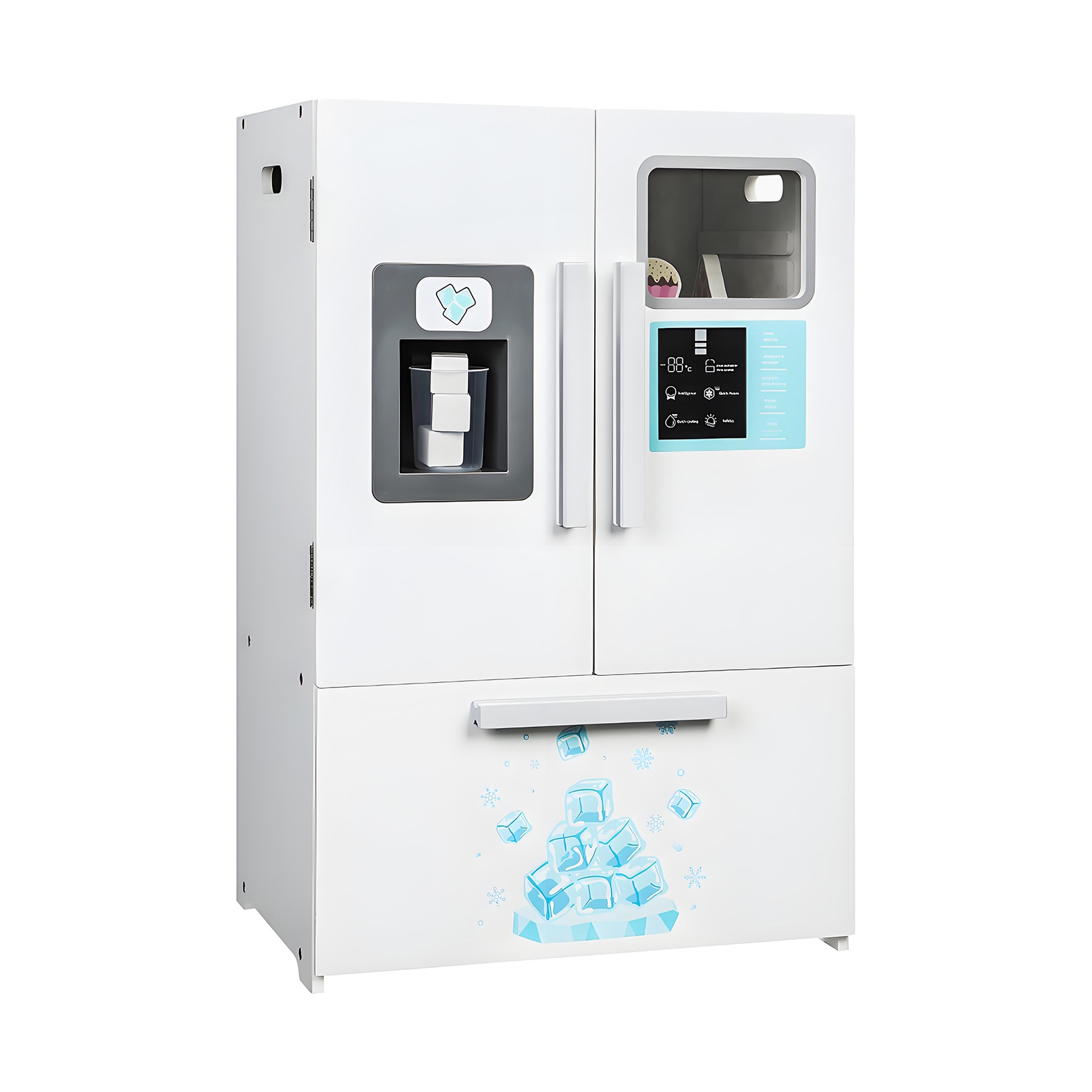 Clinaoy Double-Door Opening Children Play Refrigerator Toy, With Food ...