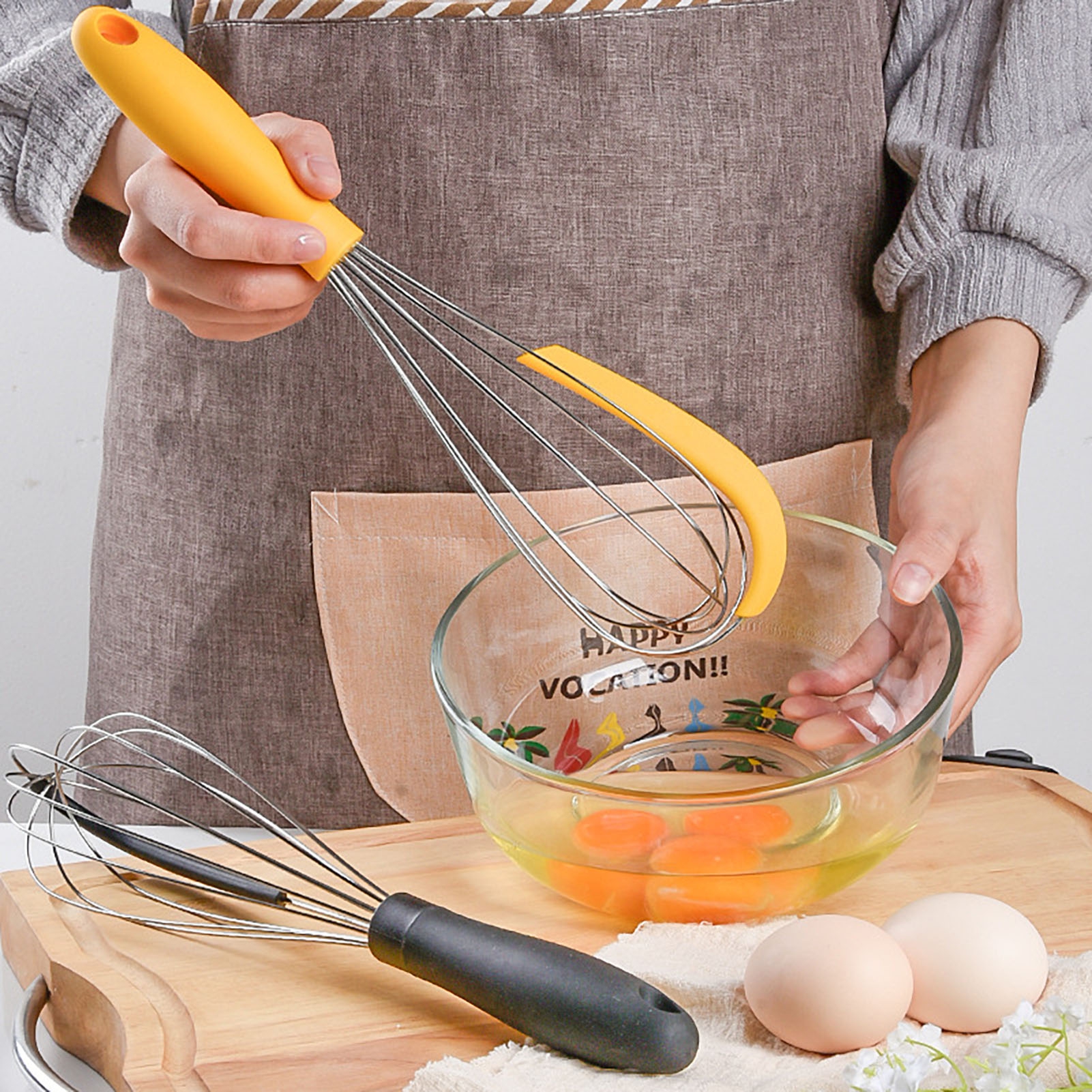 Clinaoy Egg Beater Easy to Use Ergonomic Handle 2-in-1 Manual Whisk ...