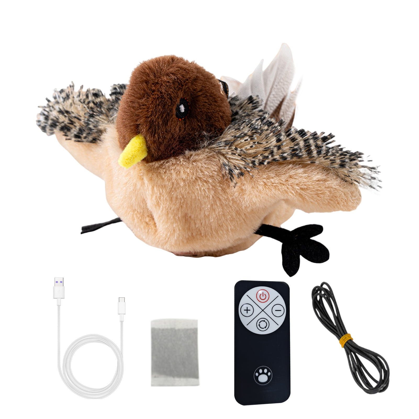 Clinaoy Flapping Wings Cat Toy USB Rechargeable Interactive Plush Bat ...