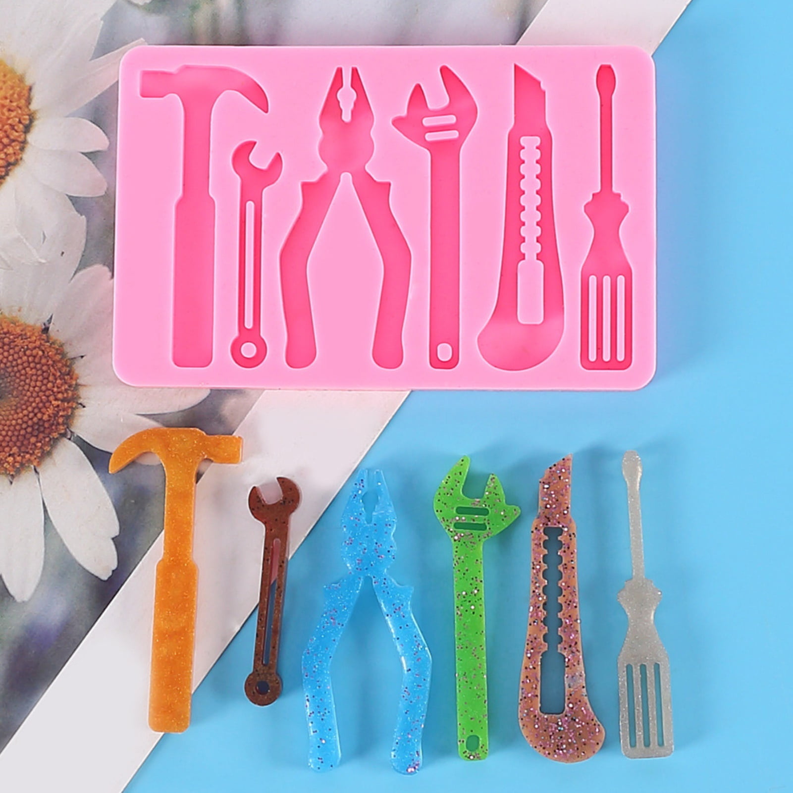 Clinaoy Fondant Mold Non-sticky Fast Demoulding DIY 3D Hammer Spanner ...