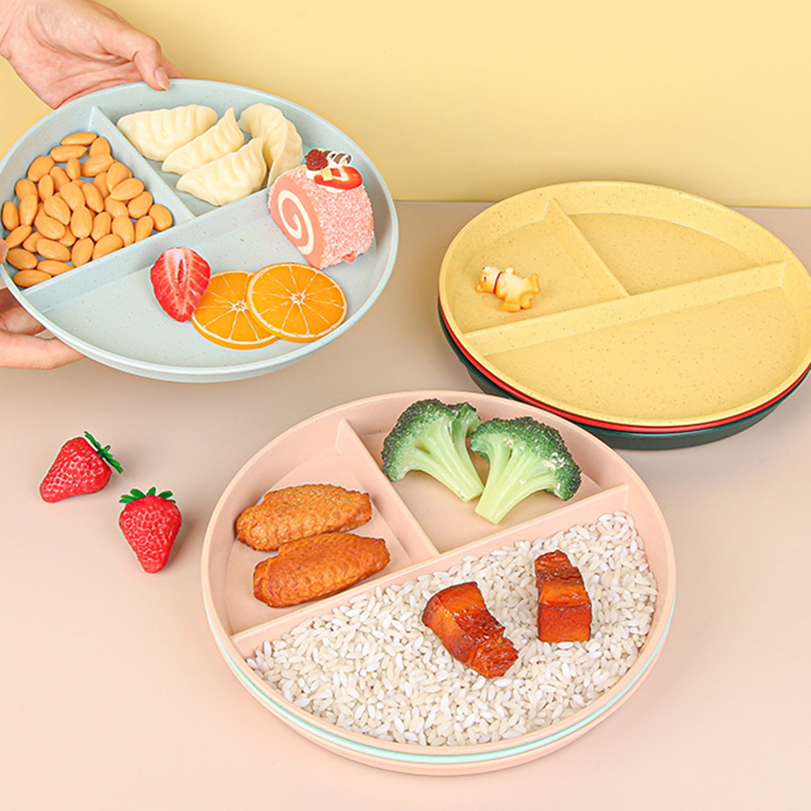 Clinaoy Home Breakfast Tableware Children Three Compartment Divided ...