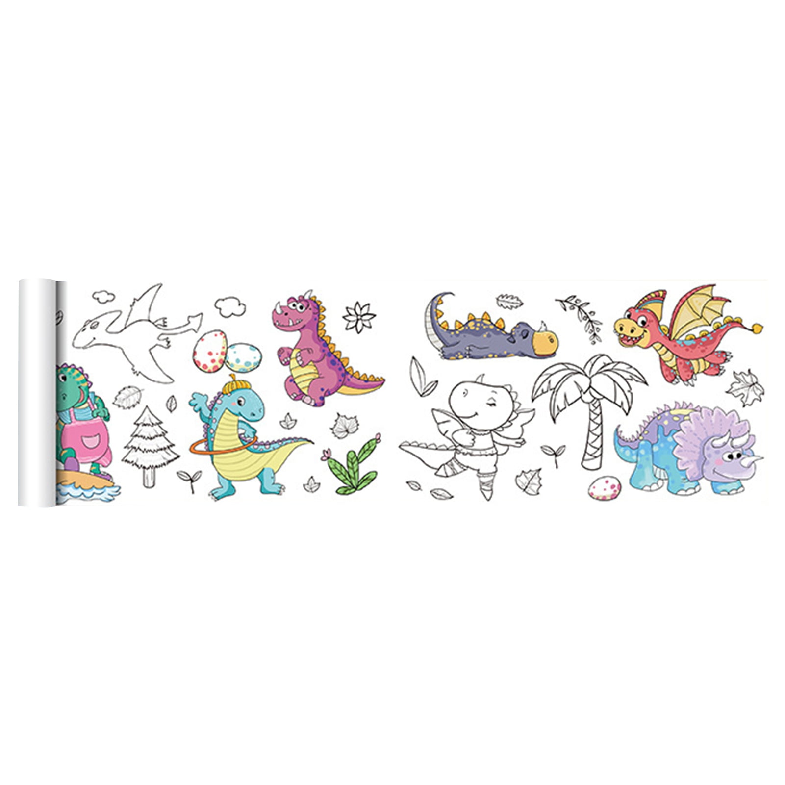 Clinaoy Kids Animal Scroll Coloring Tablecloth, Washable Art Banner for ...