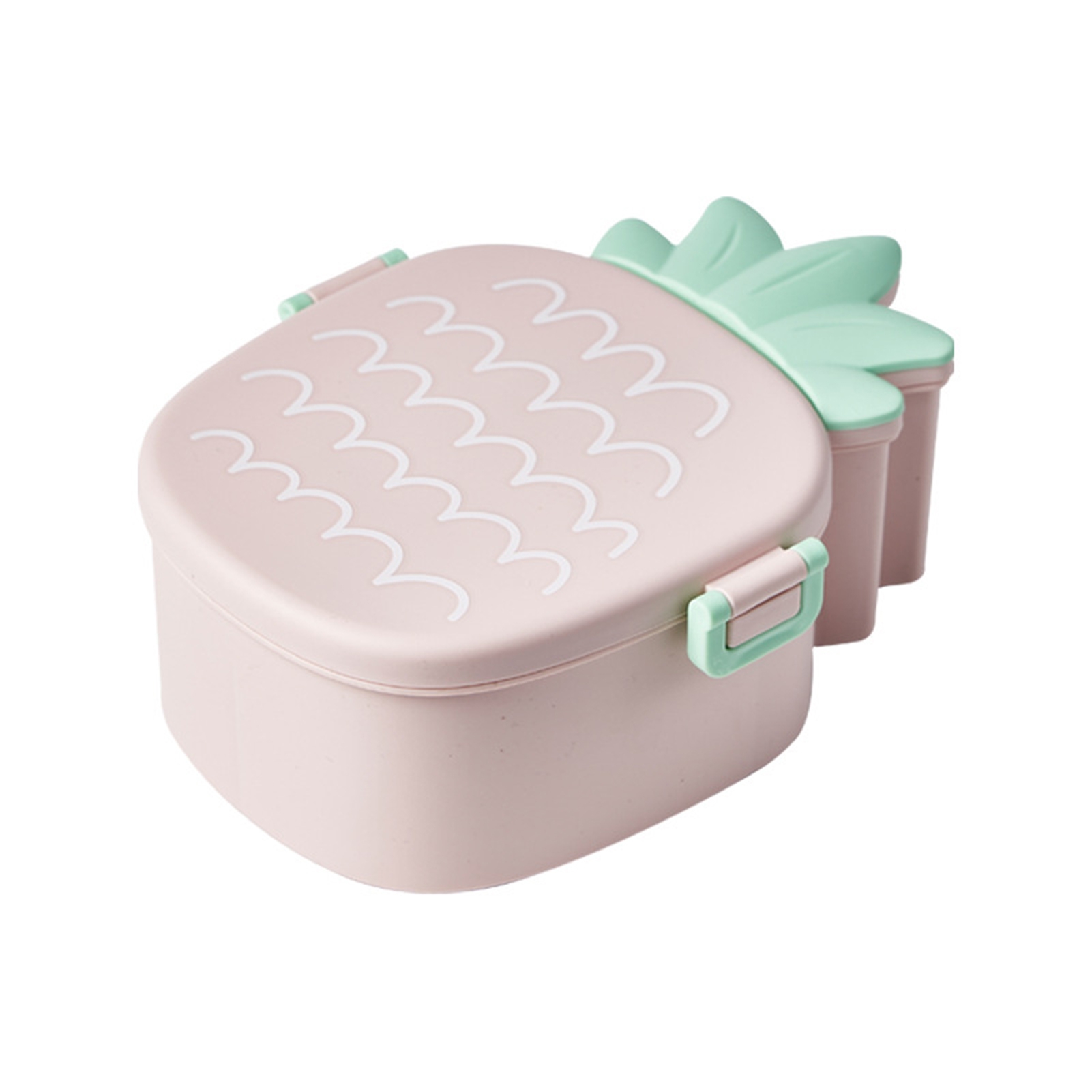 Clinaoy Lunch Box Easy to Carry Leak-proof Compartment Design Pineapple Shape 3 Grids Bento Case ...