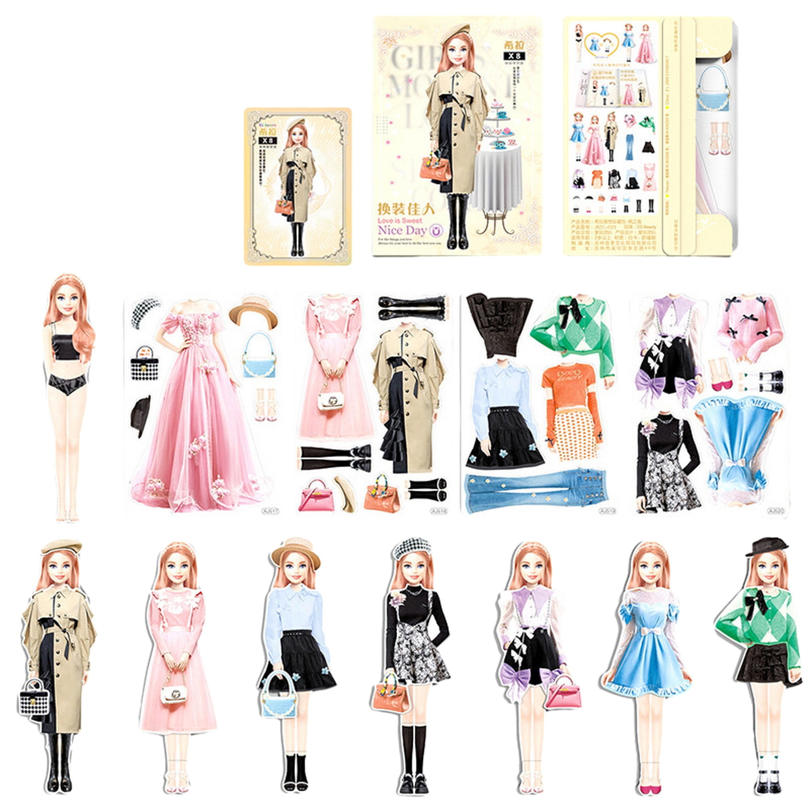 Clinaoy Magnetic Princess Dress Up Paper Doll Pretend Play Toy Smooth ...
