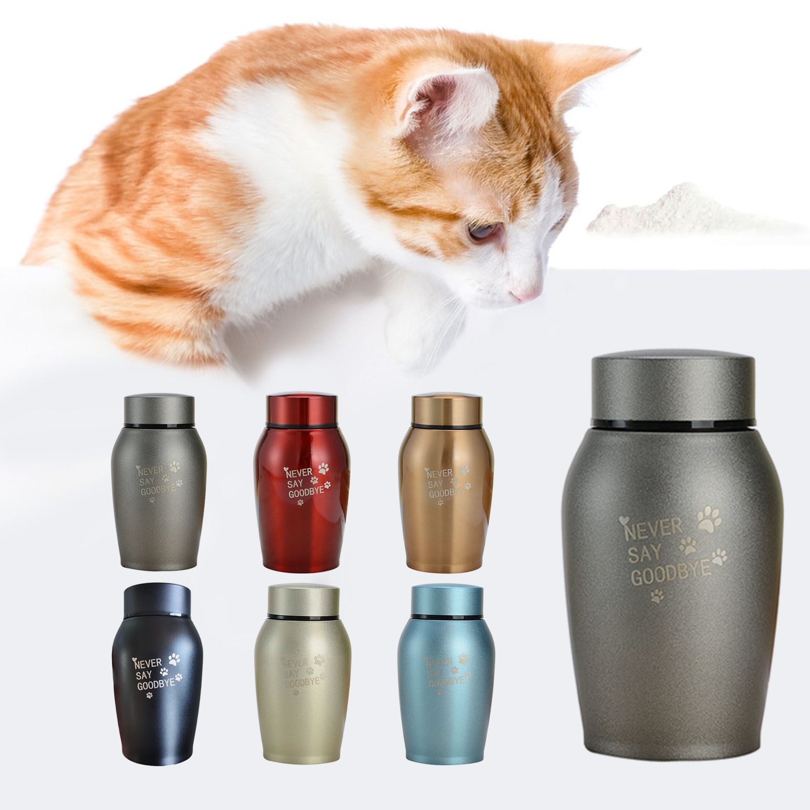 Clinaoy Mini Pet Cremation Urn for Dogs Cats Ash Never Say Goodbye Pet ...