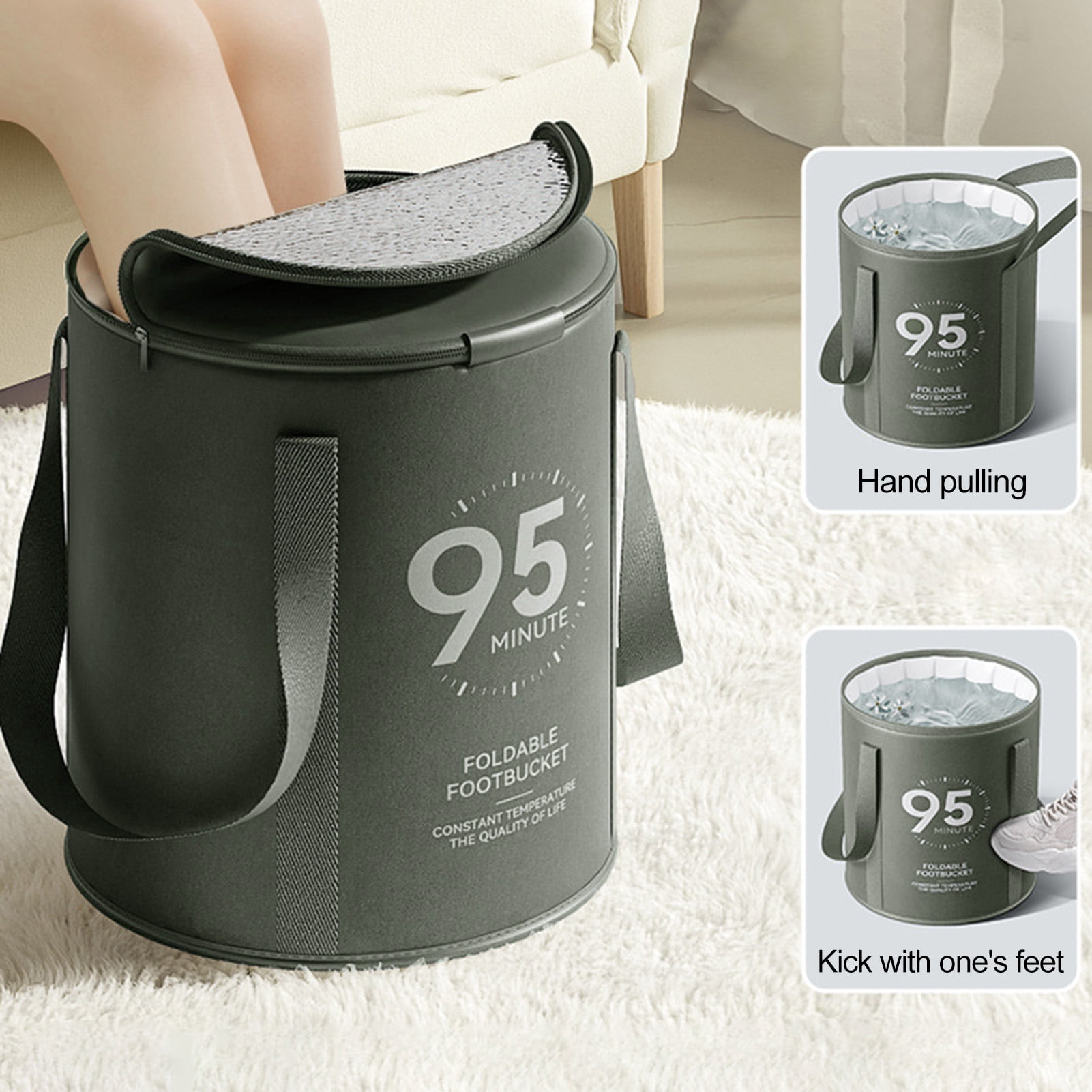 Clinaoy Portable Collapsible Foot Bath Tub Waterproof PVC Insulated ...