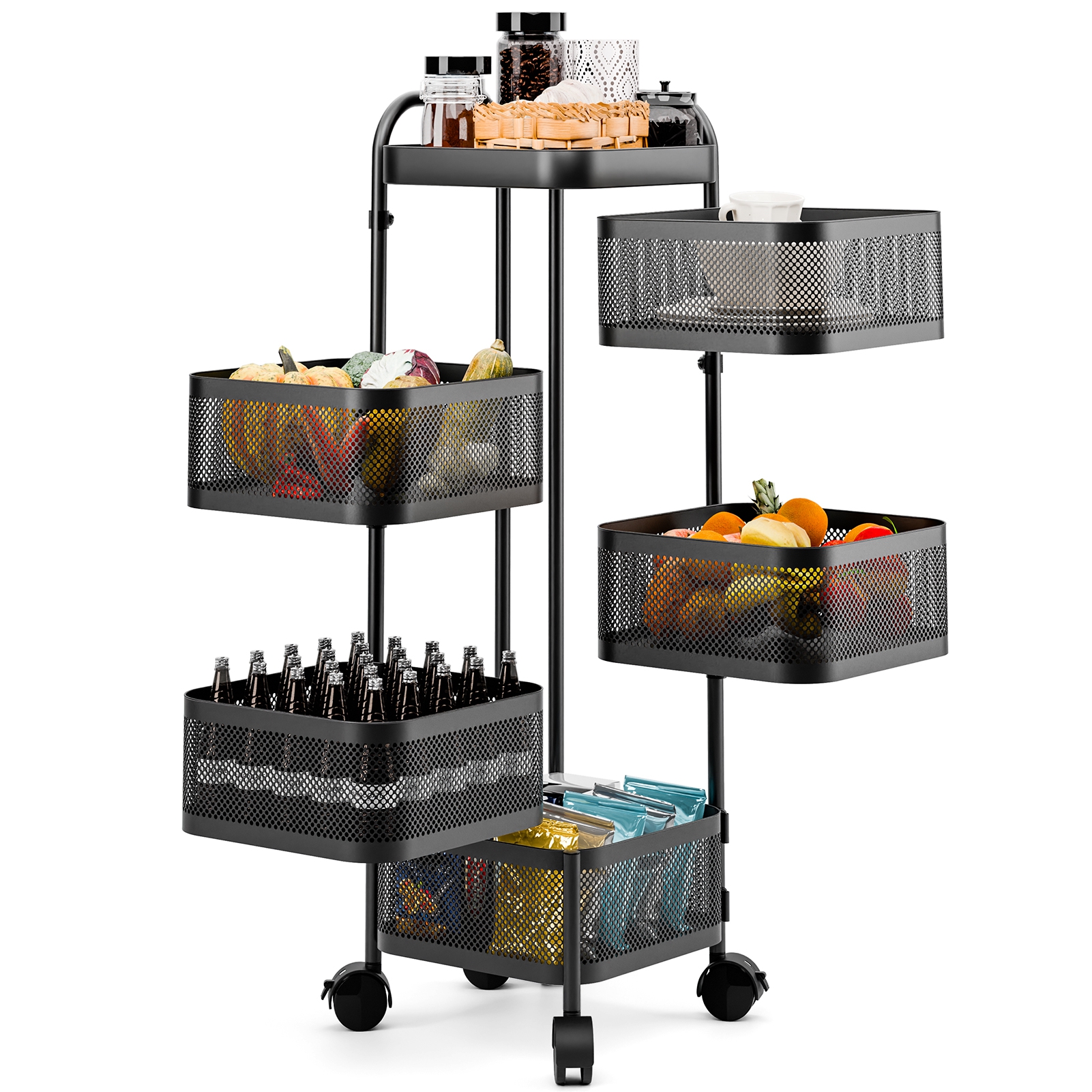 Clinaoy Rotating Trolley, Square Kitchen Trolley, Rotating Kitchen ...
