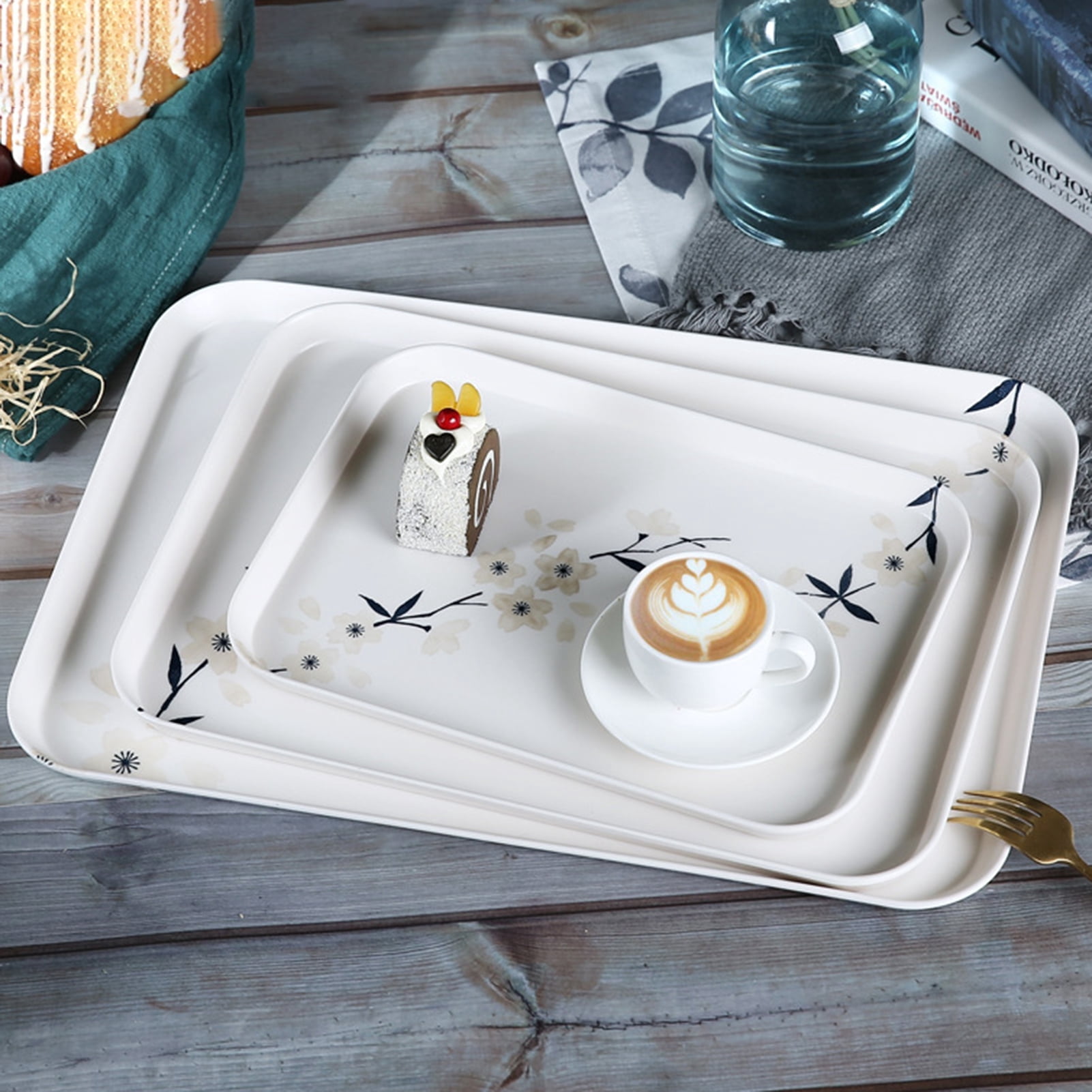 Clinaoy Snack Tray Floral Design Heat Resistant Display Melamine Cherry ...