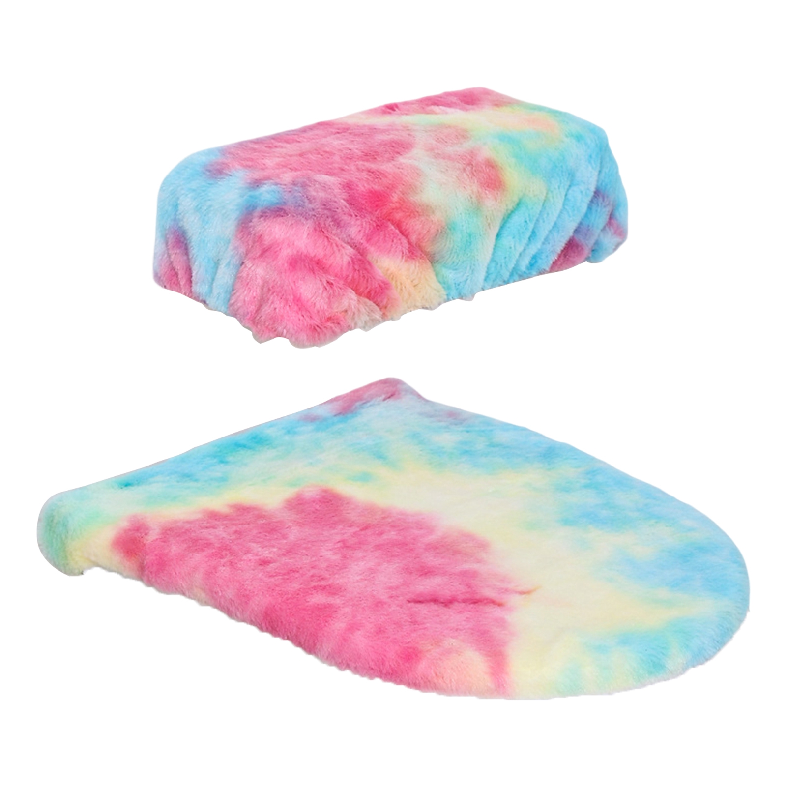 Clinaoy Soft Plush Toilet Lid Cover Set Rainbow Color Elastic Edges ...