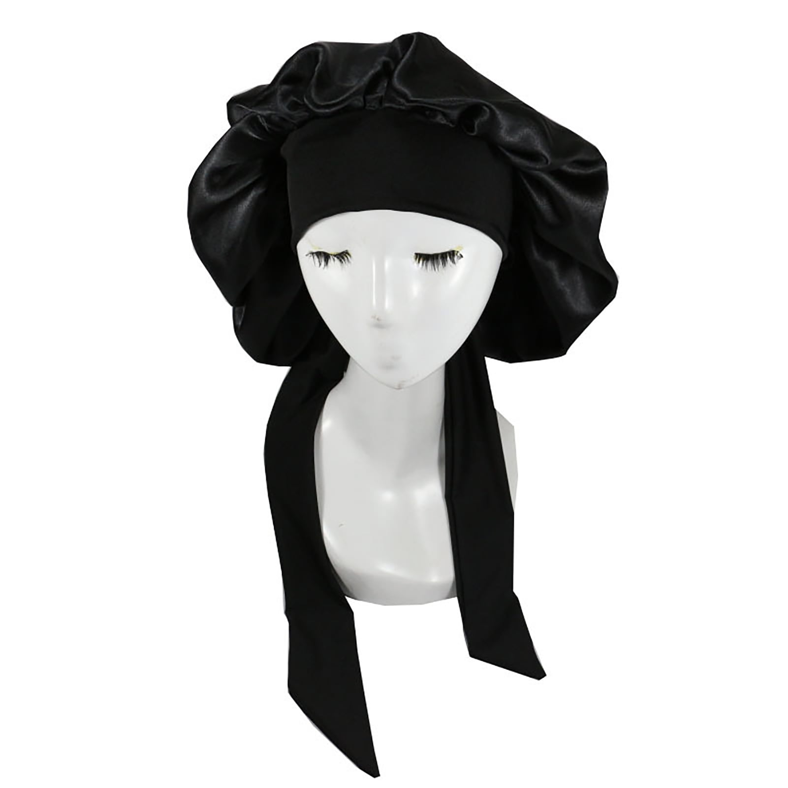 Clinaoy Solid Color Faux Silk Satin High Elastic Lacing Hair Bonnet ...