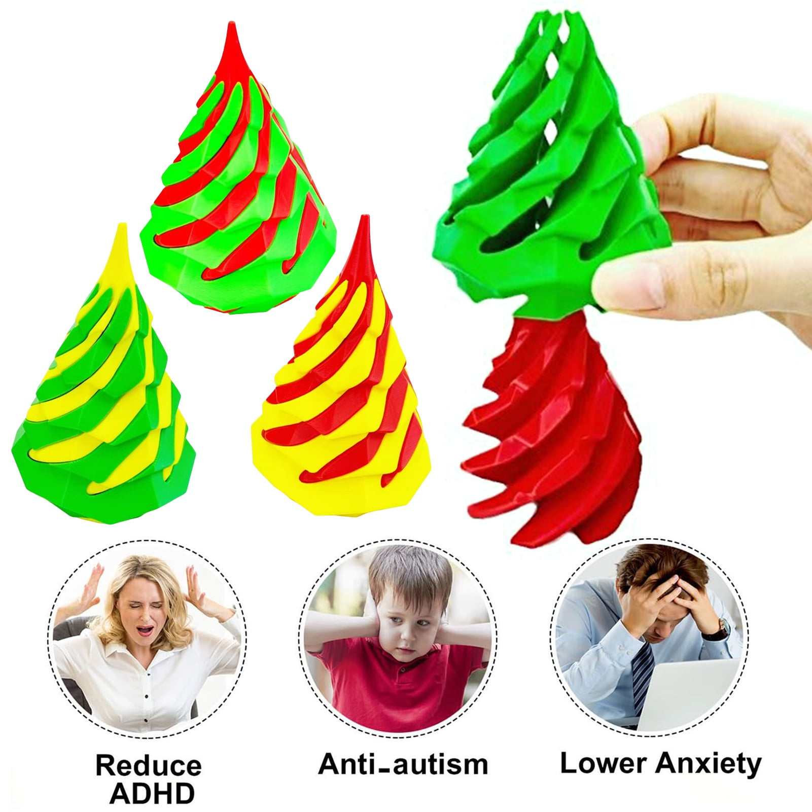 Clinaoy Spiral Cone Fidget Toy Passthrough Christmas Tree Fidget Toy ...