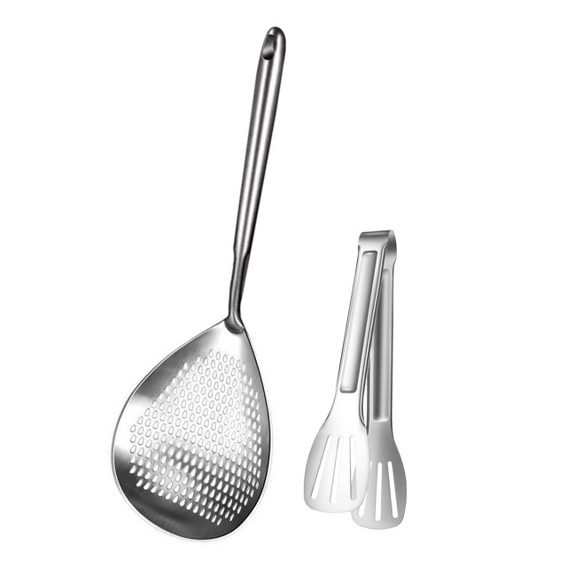 Clinaoy Stainless Steel Slotted Spoon & Clamp Pasta Strainer Cooking ...