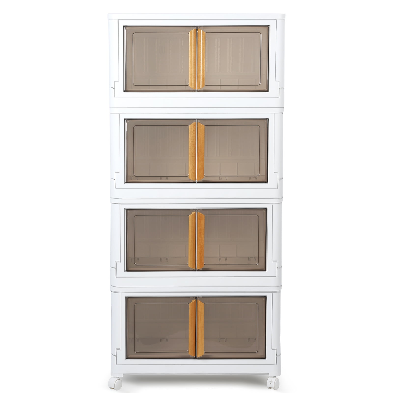 Clinaoy Storage Bins with Lids, Storage Organizer Bin with Casters, 4 ...