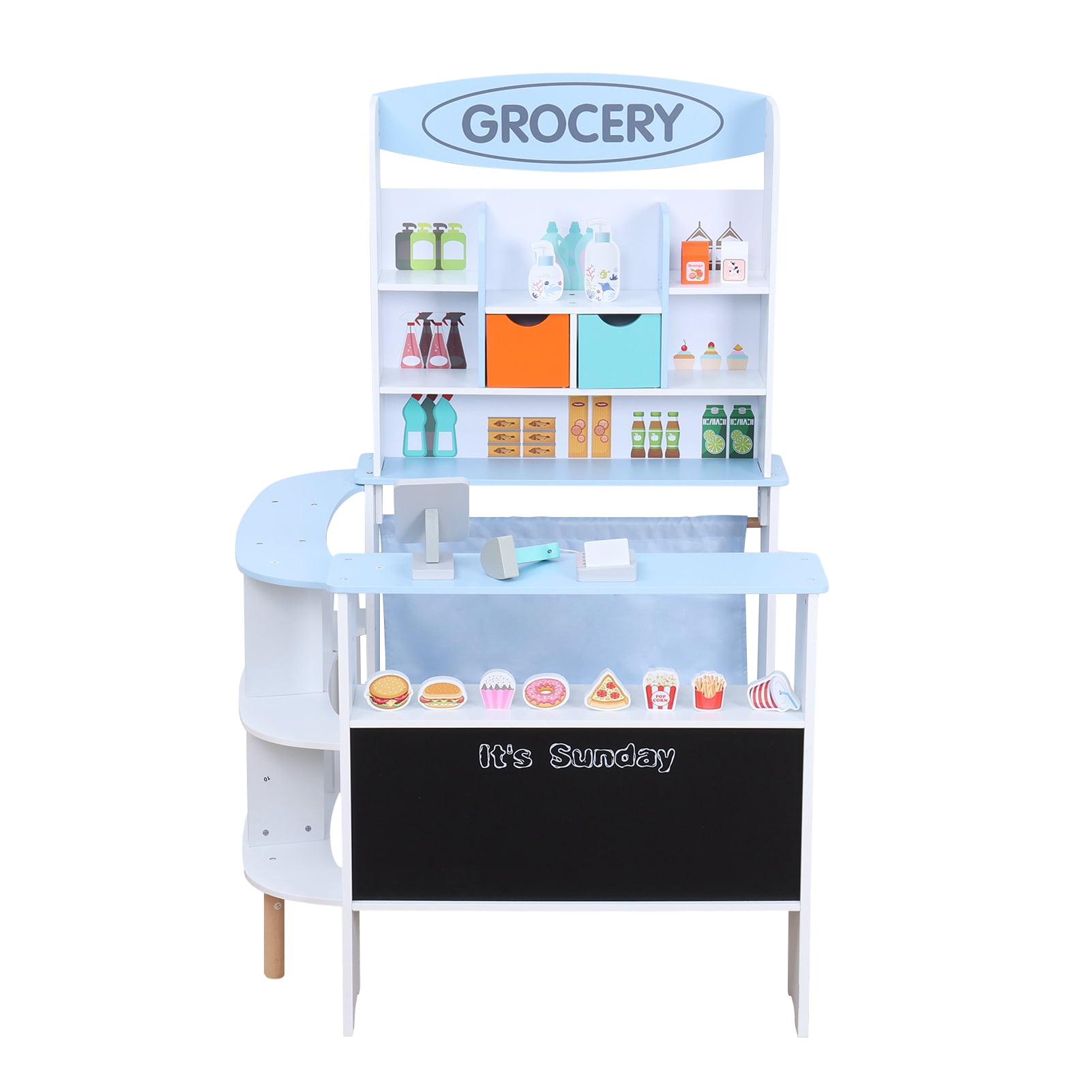 Clinaoy Toy Grocery Store, Toddler Grocery Store Playset, Pretend Play ...