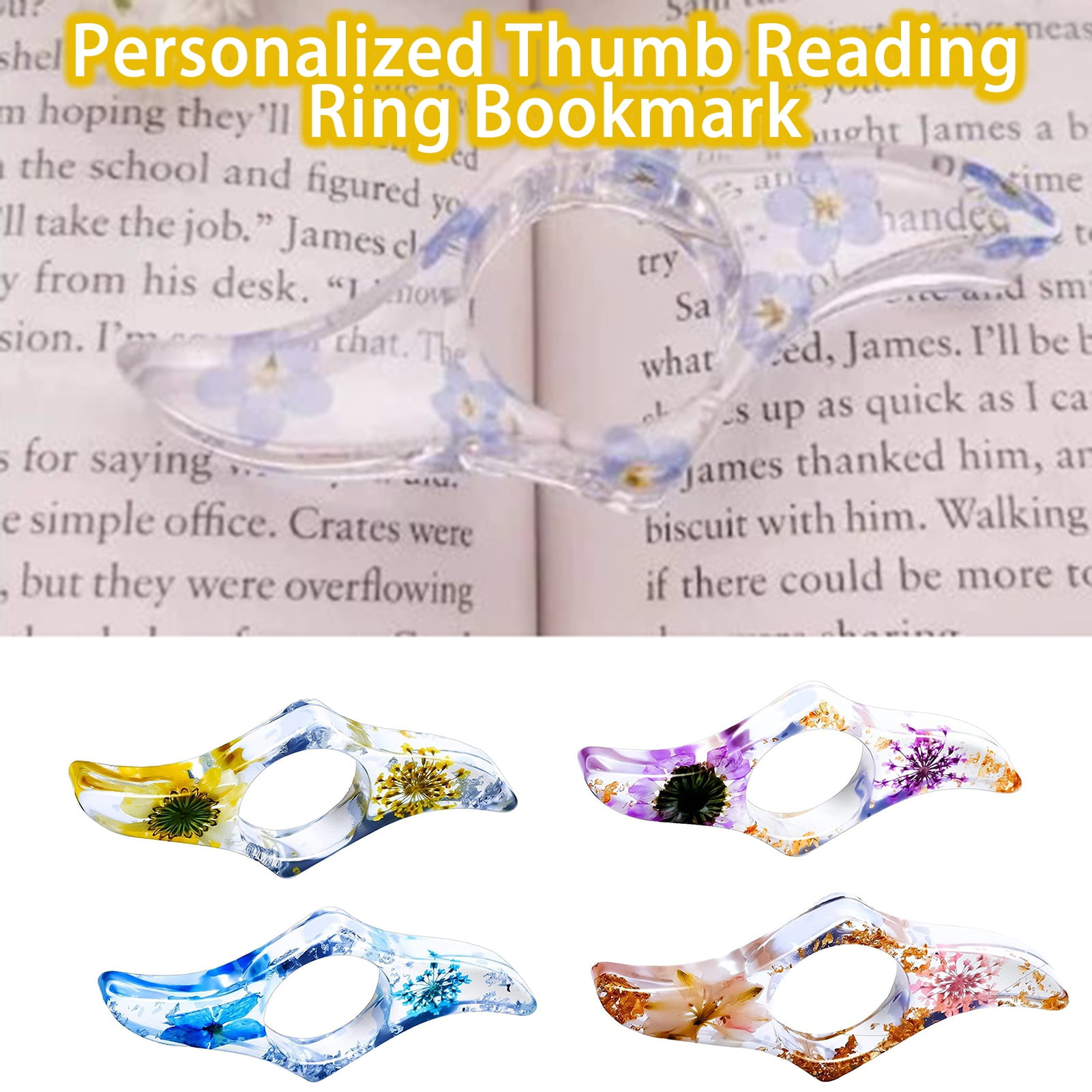 Clinaoy Transparent Book Page Holder – Dried Flower Design with Smooth ...