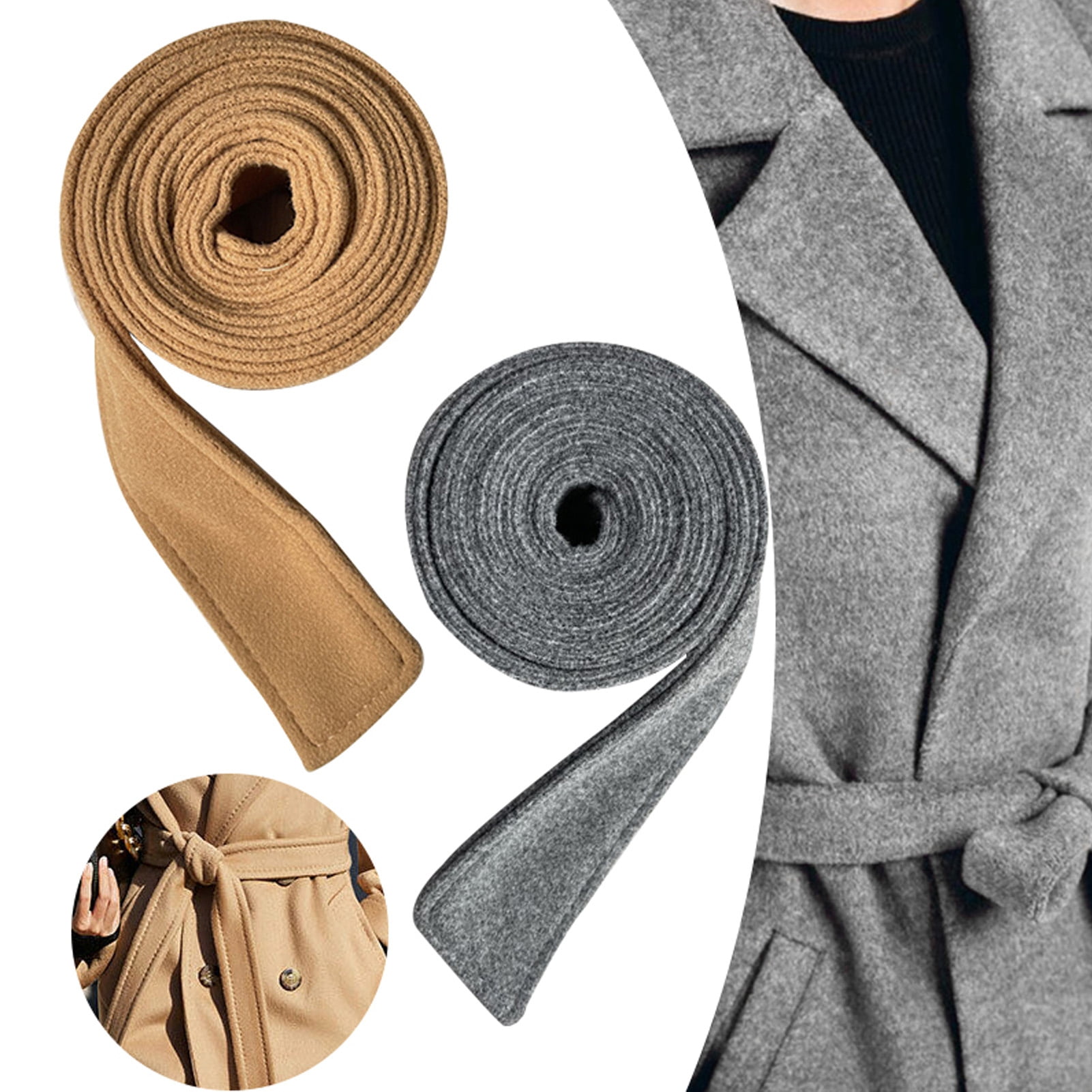 Clinaoy Women Belt Brushed Plush Long Enough Wear-resistant Solid Color ...
