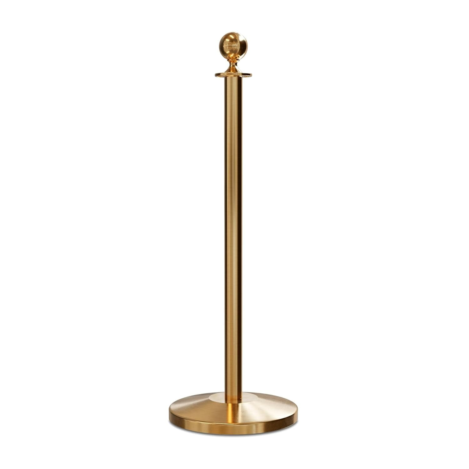 Cline Post and Rope Stanchion, Sloped Base, (Satin Brass Post, Ball Top ...