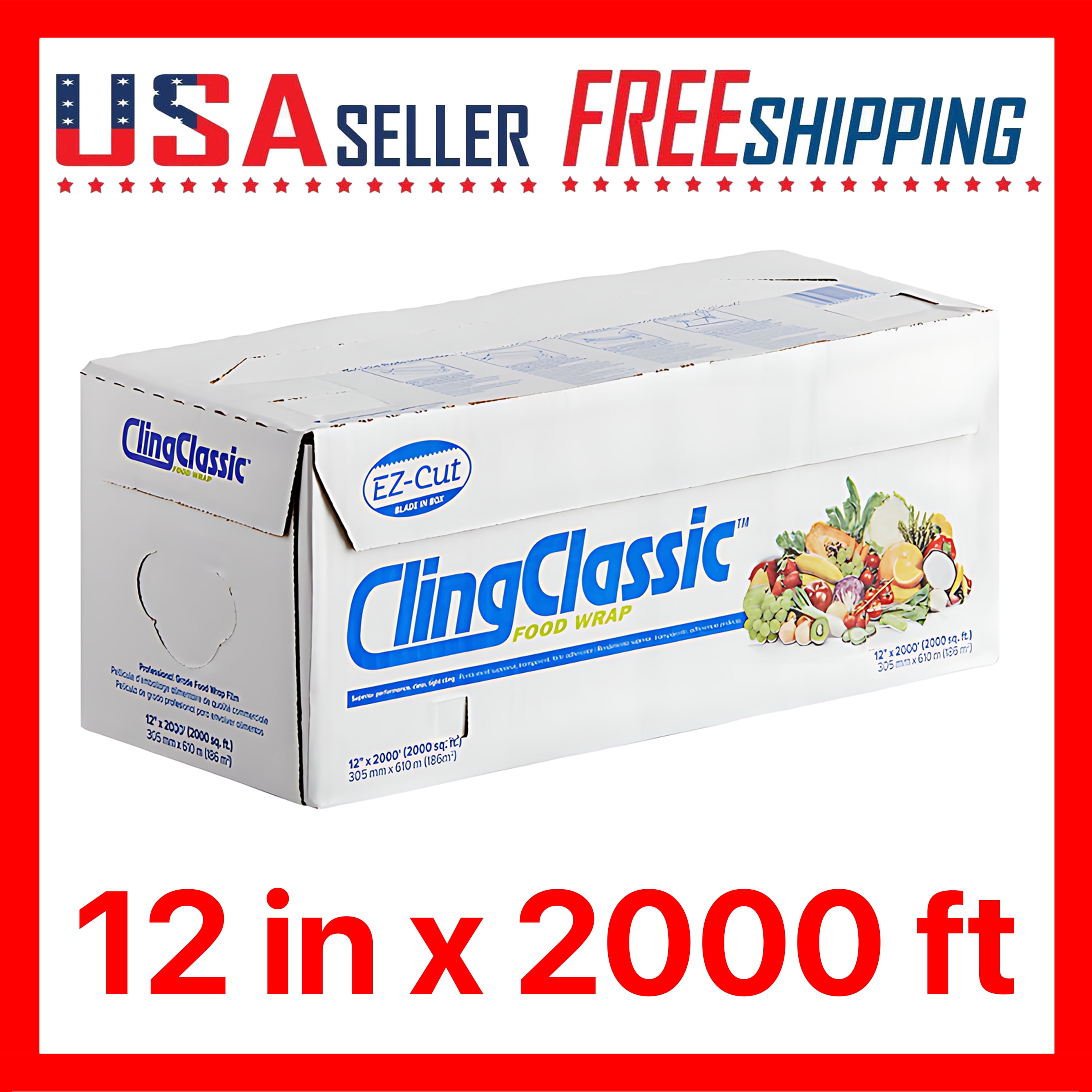 Cling Classic Plastic Wrap Food Stretch Film Roll Clear ZipSafe Blade ...