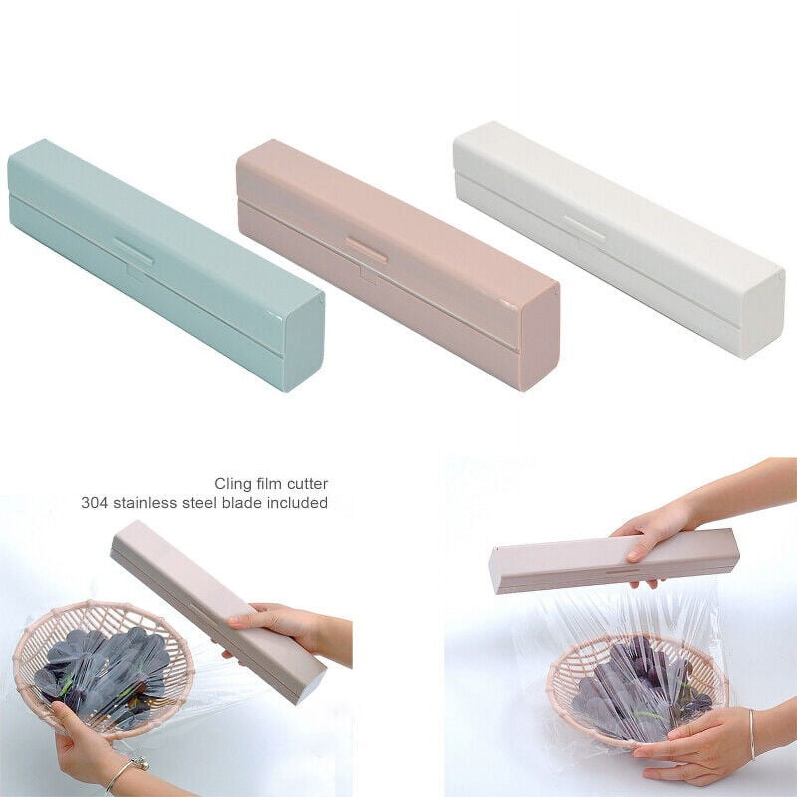 Cling Wrap Organizer With Cutter Safe Plastic Food Wrap Dispenser ...