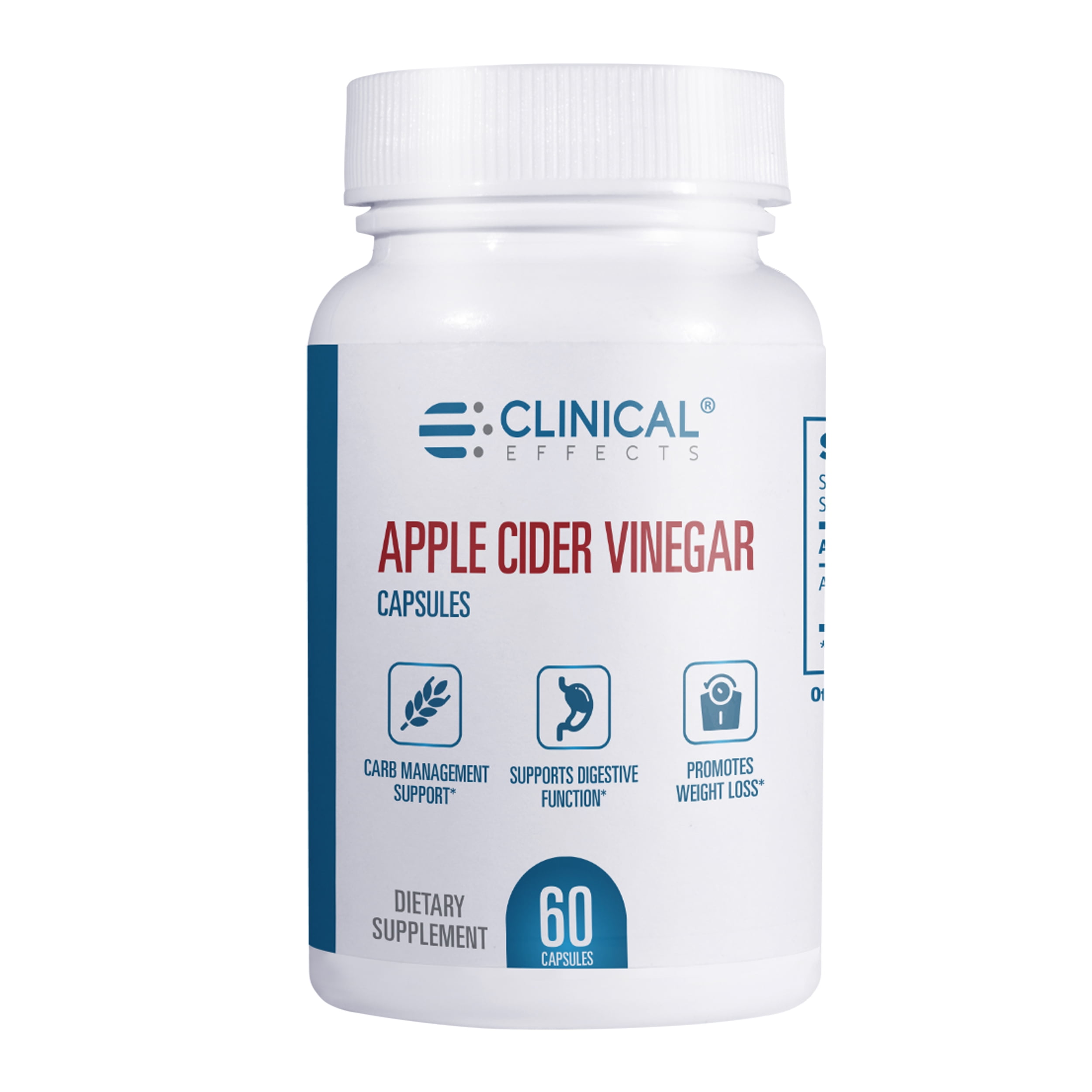 Clinical Effects 1300mg ACV Capsules for Weight, Cardio Health, Energy - 60 Veggie Pills, USA ...