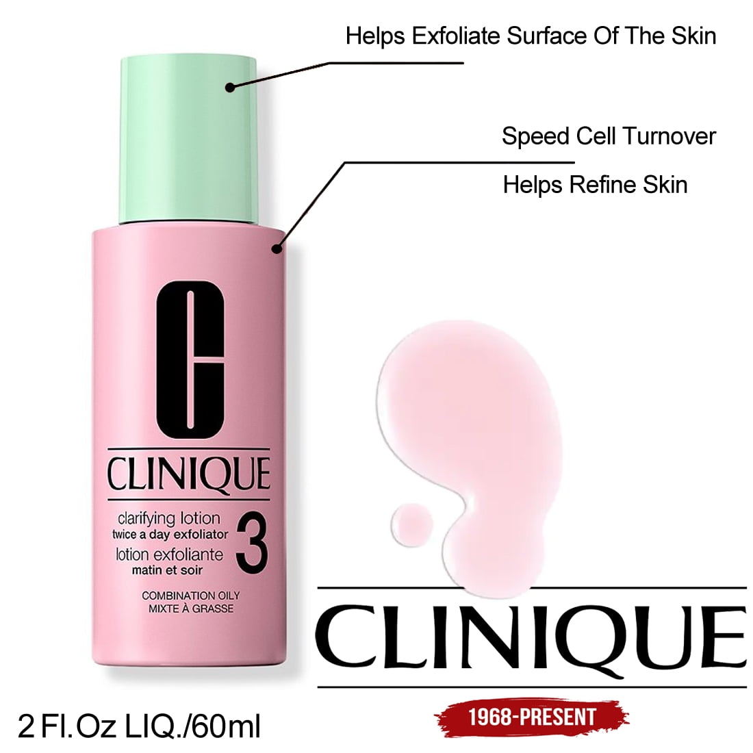 Clinique 2oz Clarifying Exfoliating Lotion 3 for Combination Oily Skin ...