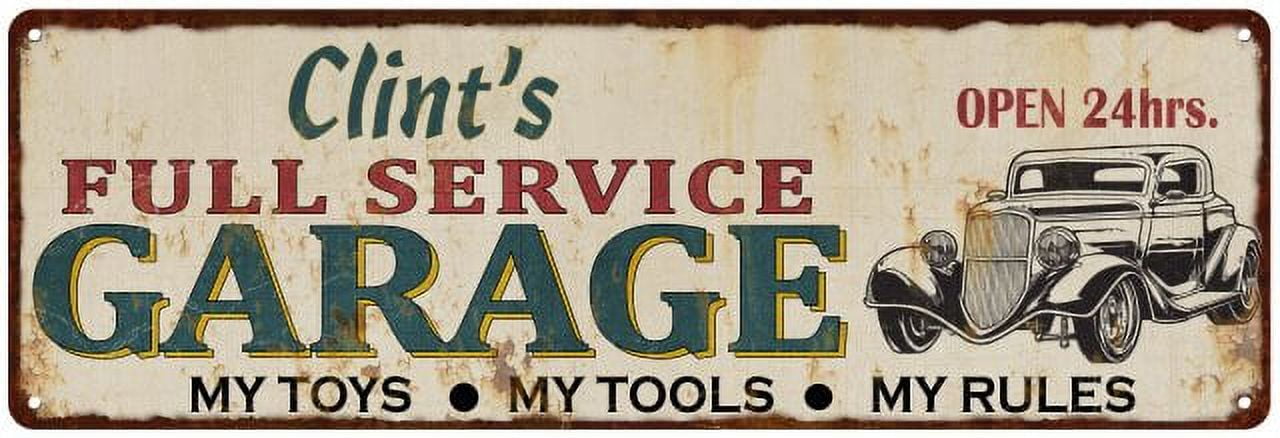 Clint's Full Service Garage Metal Sign 8x24 Rusty Man Cave 108240047088 ...
