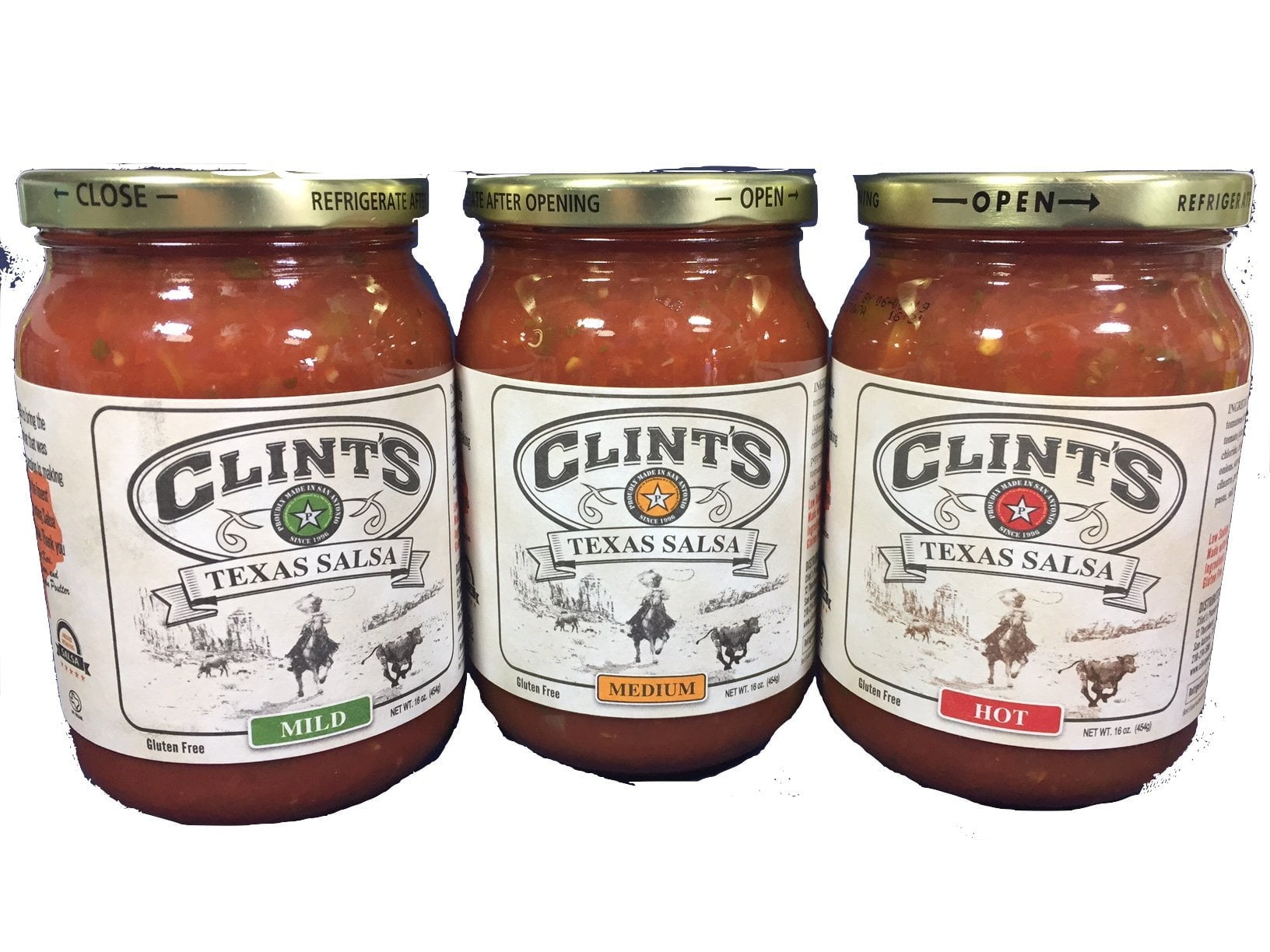 Clint's Texas Salsa Sampler 16oz Jar (Pack of 3 Different Flavors ...