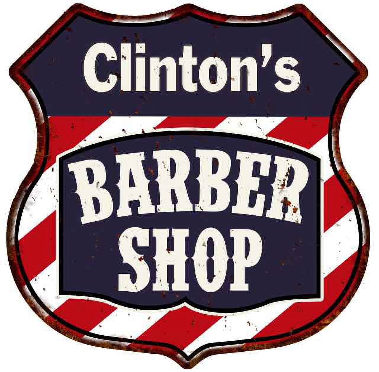 Clinton's Barber Shop Sign Shield Metal Gift Hair Gift 211110020242 ...