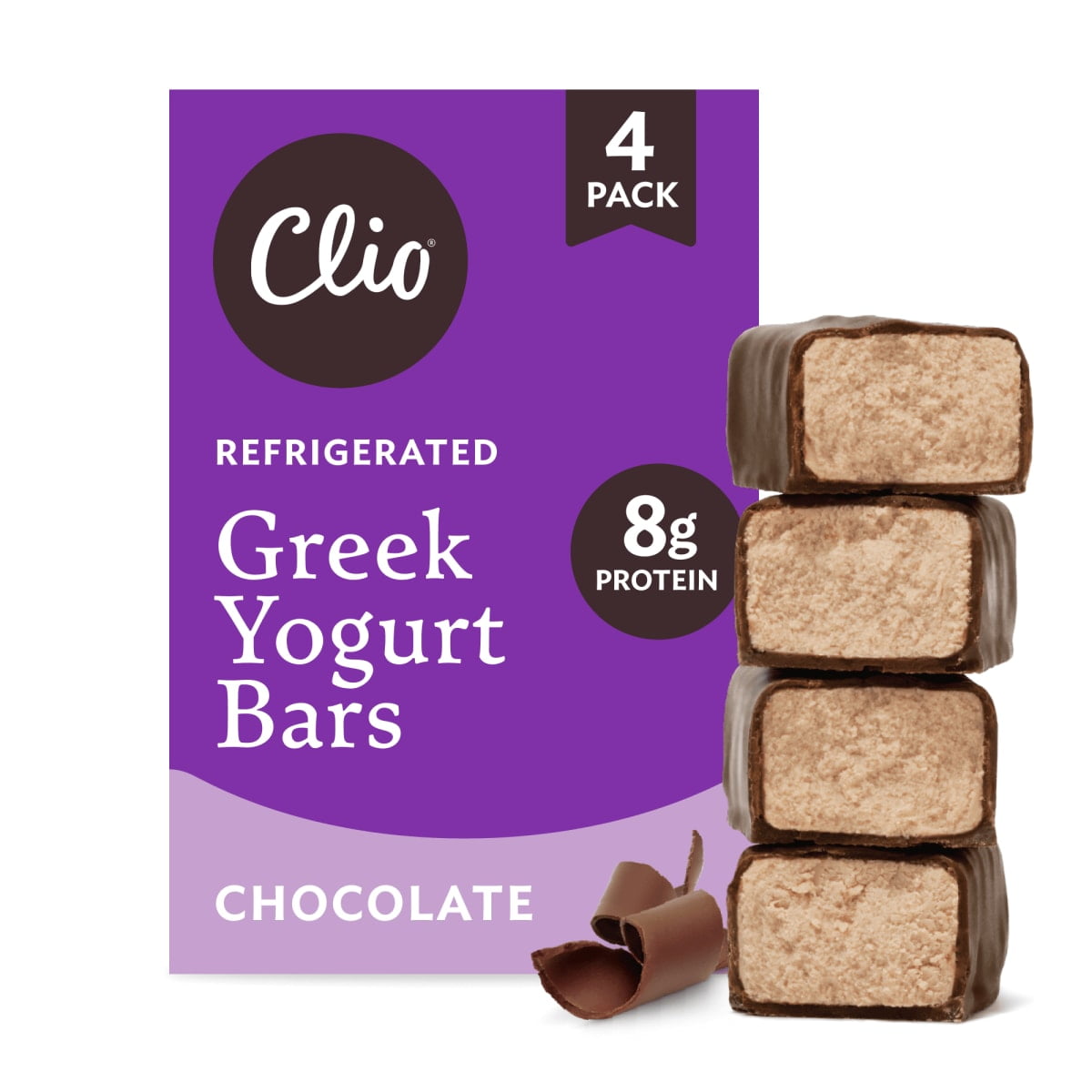 Clio Chocolate Greek Yogurt Bar in Chocolatey Coating, 1.76 oz, 4 Ct ...