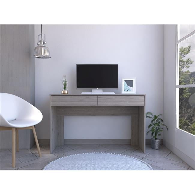 Clio Computer Desk with Two Drawers, Light Gray - Walmart.com