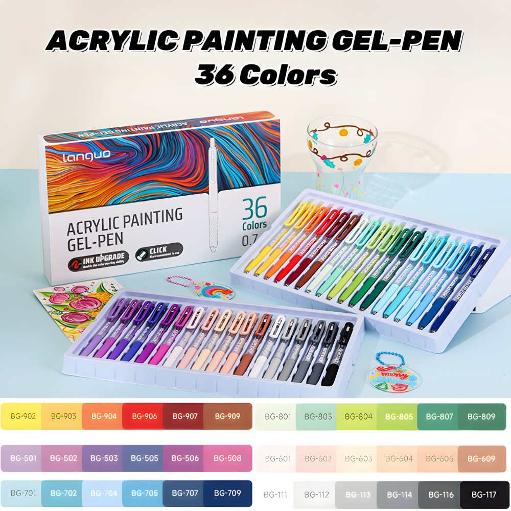 Clip Acrylic Painting Gel Pen, Retractable 0.7mm Tip, Large Capacity ...