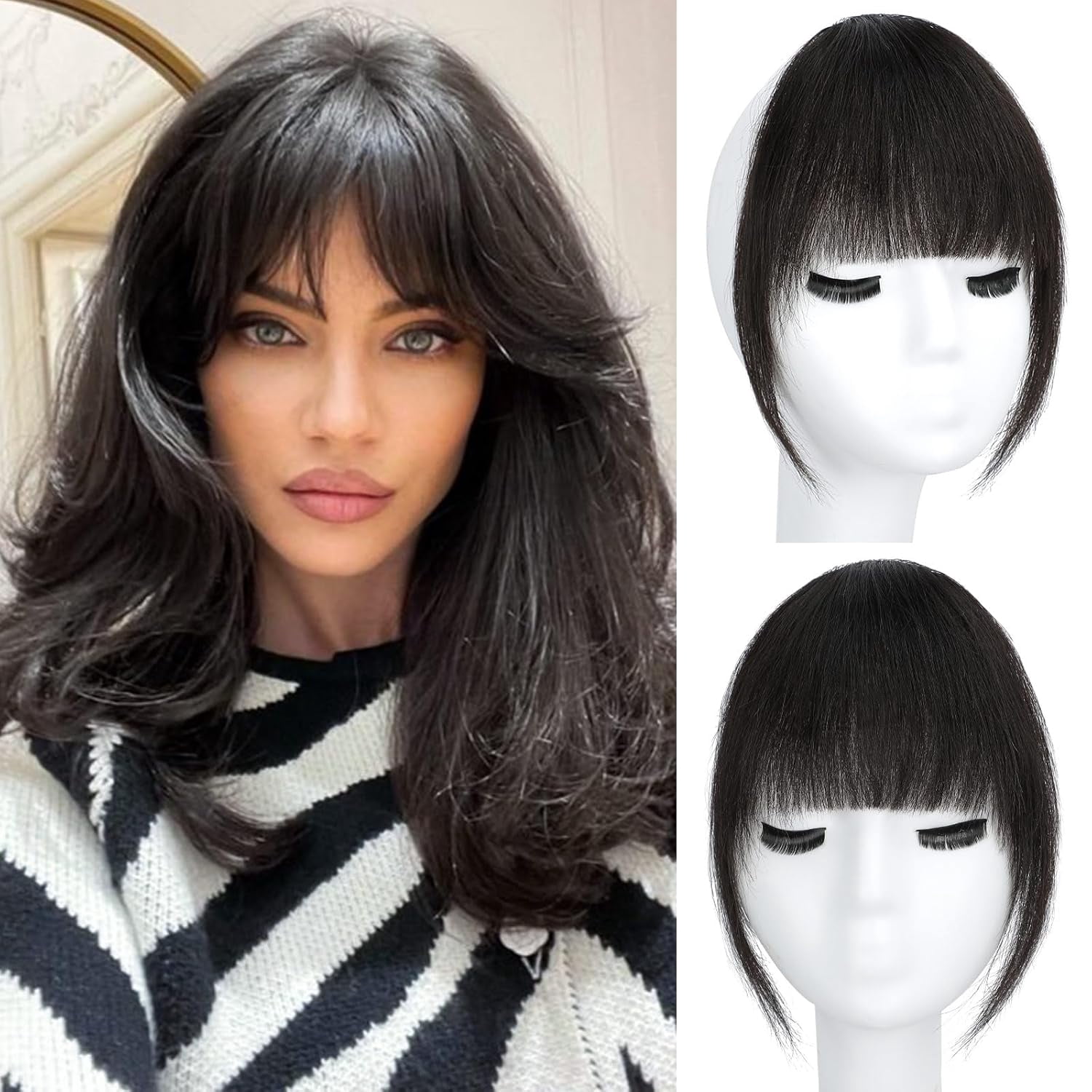 Clip in Bangs-100% Human Hair Bangs, Fake Bangs for Women Bangs Hair ...