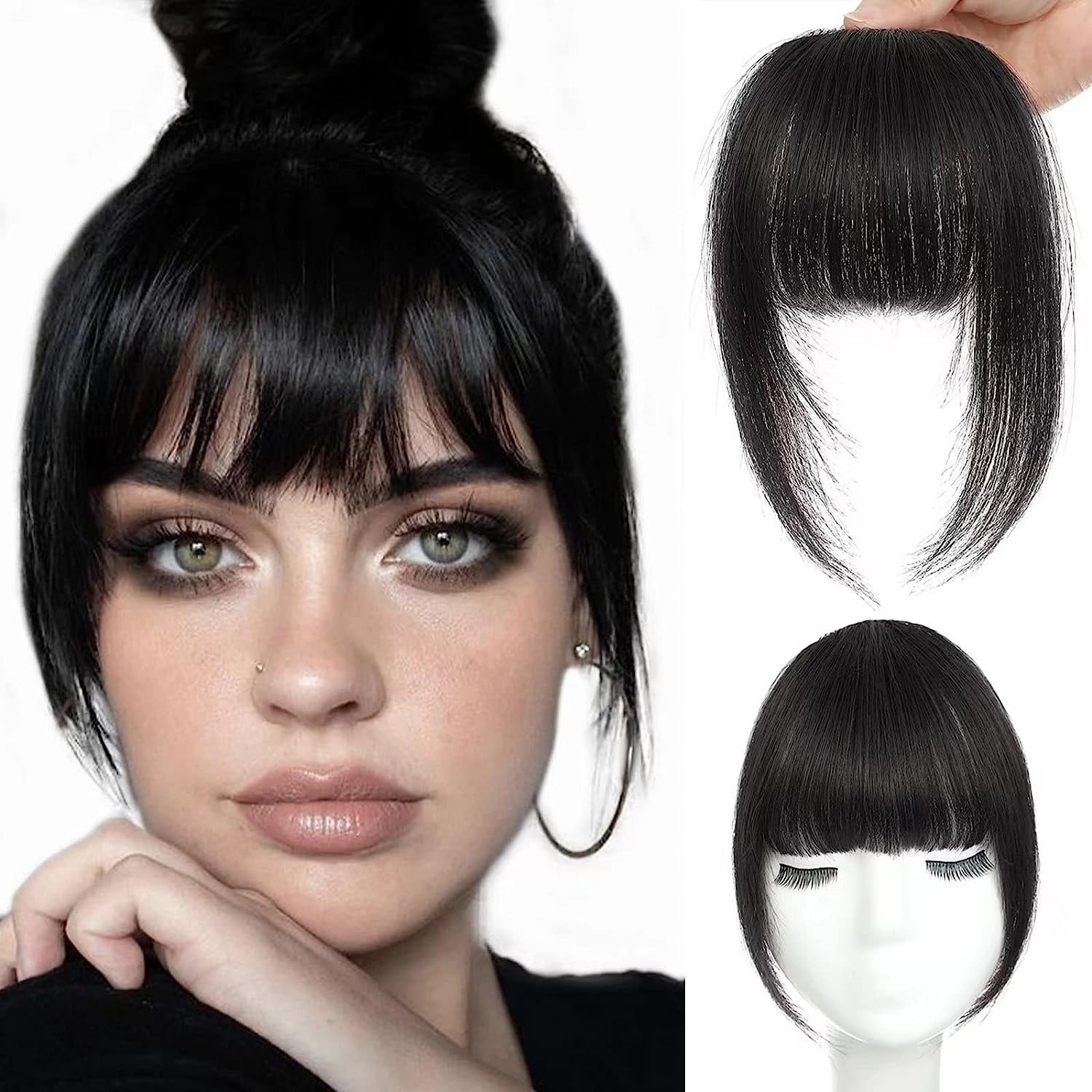 Clip In Bangs 100% Human Hair Extensions French Bangs Clip On Bangs ...