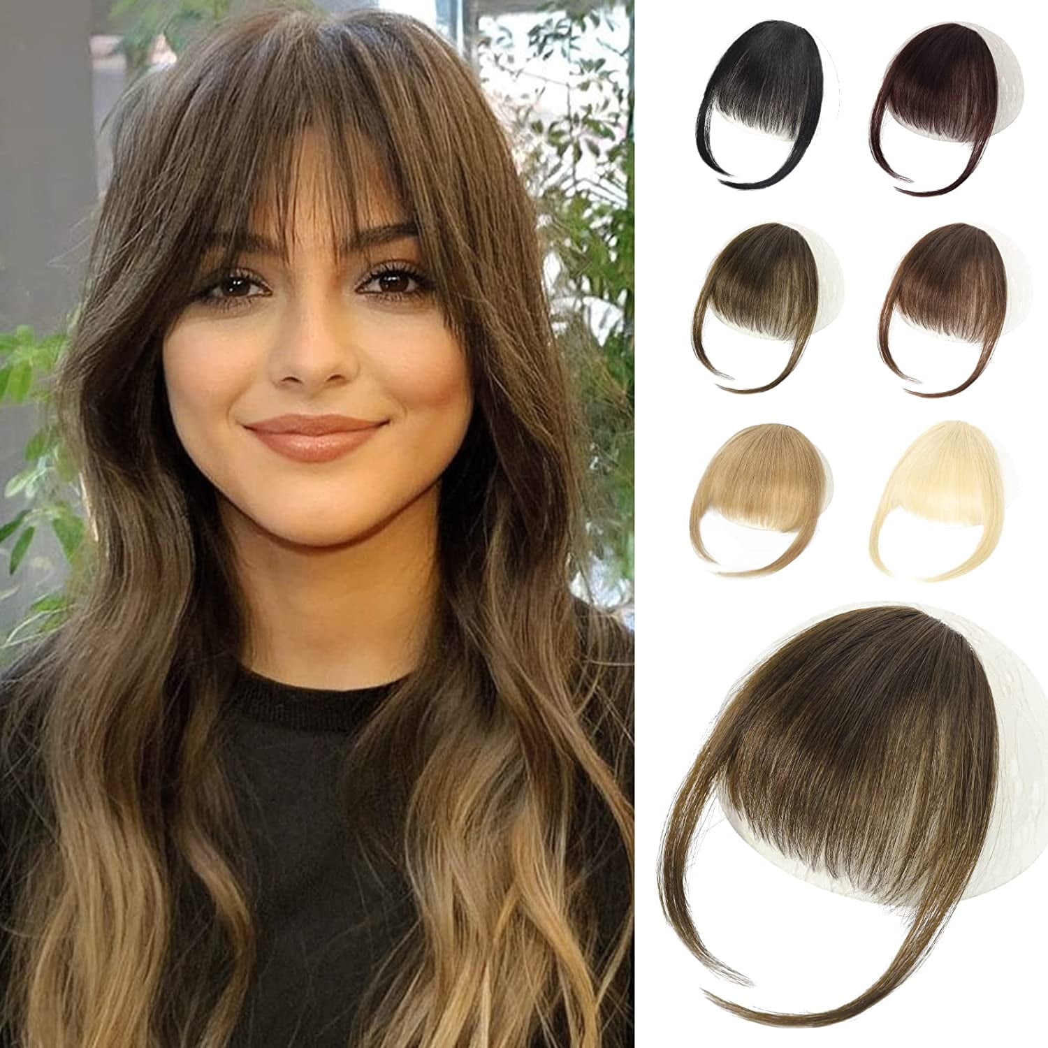 Clip in Bangs, 100% Human Hair Wispy Bangs Clip in Hair Extensions ...