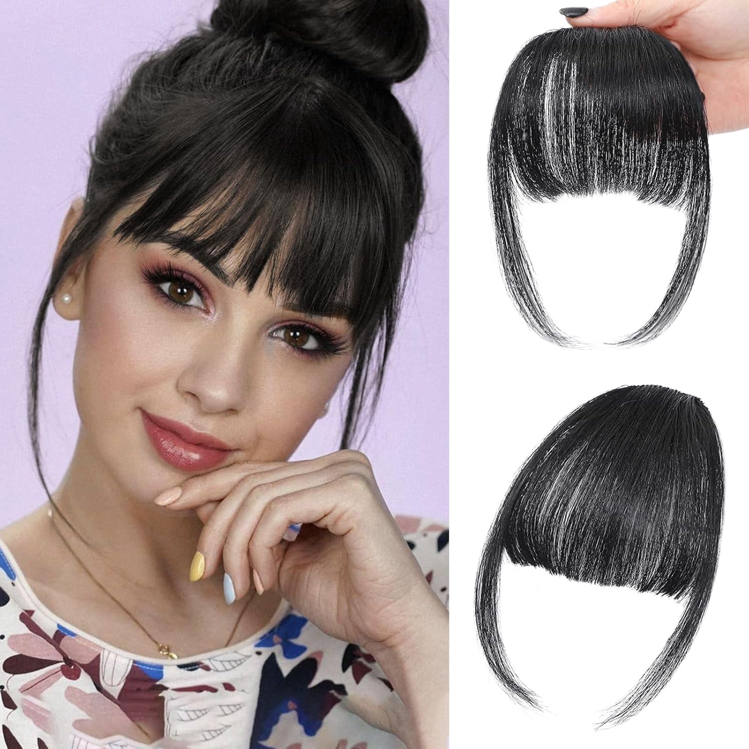 Clip in Bangs 100% Real Human Hair Bangs Clip On Wispy Bangs For Women ...