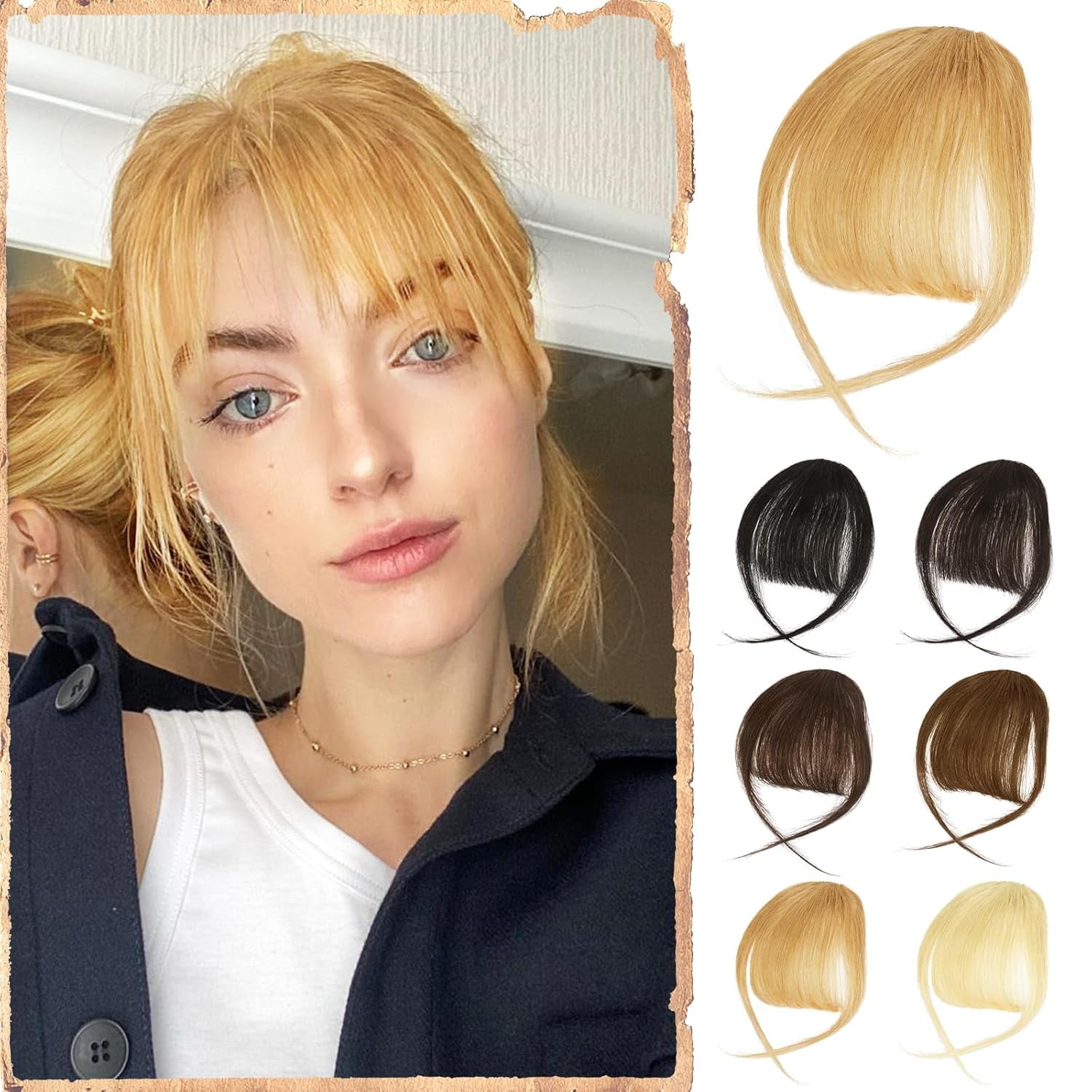 Clip in Bangs 100% Real Human Hair Extensions Clip On Wispy Bangs Air ...