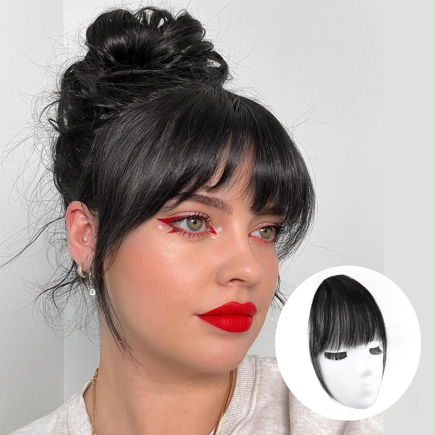 Clip in Bangs,Clip on Bangs Human Hair 100% Real,Natural Black Fake ...