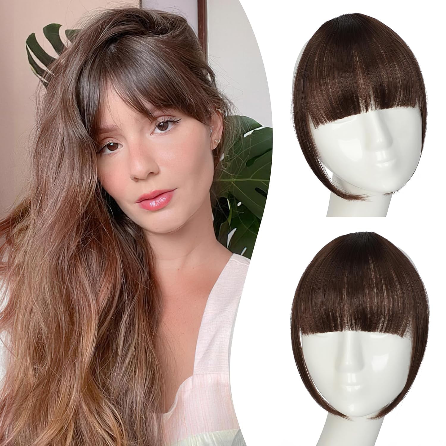 Clip in Bangs-Fake Bangs Hair Clip Medium Brown French Bangs Hair Clip ...