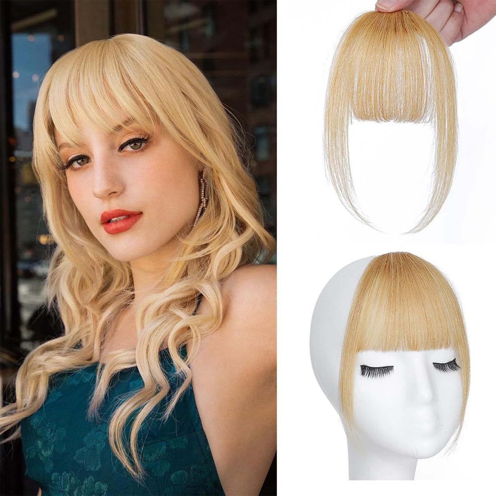 Clip In Bangs Human Hair | 100% Real Hair Fringe with Temples ...