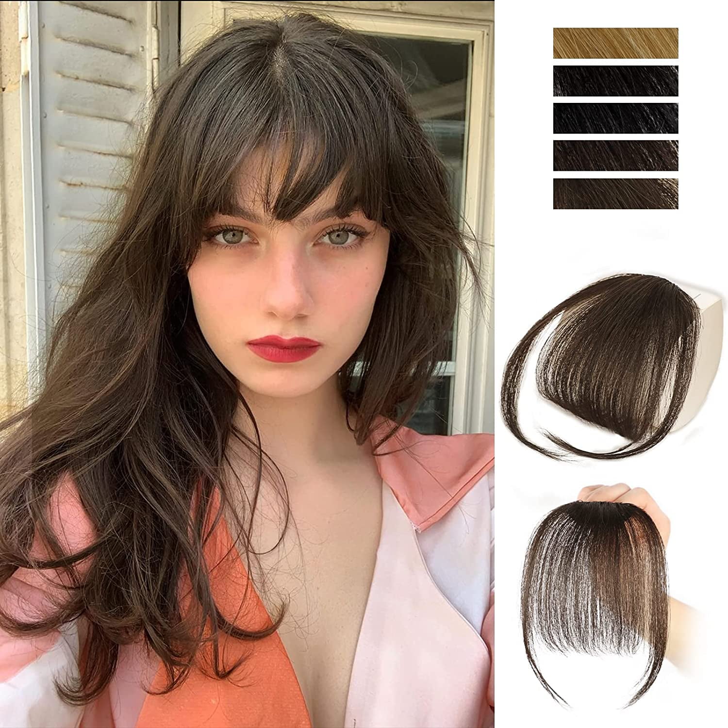 Clip in Bangs for Women 100% Human Hair Extensions Wispy Bangs Fringe ...
