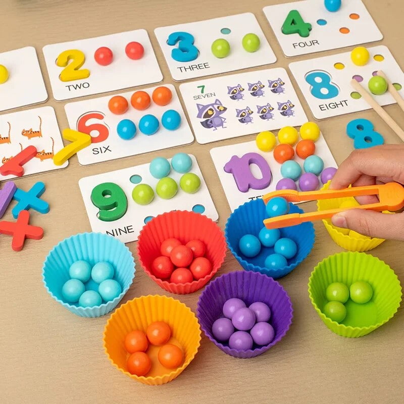 Clip Beads Sorting Bowls Toy Children Logic Concentration Fine Motor ...