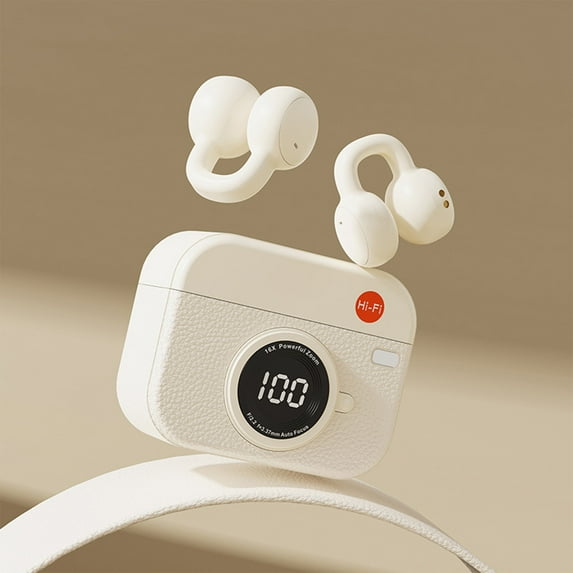 Clip On Bluetooth Earbuds Vintage Wireless Headphones with Bluetooth 5. ...