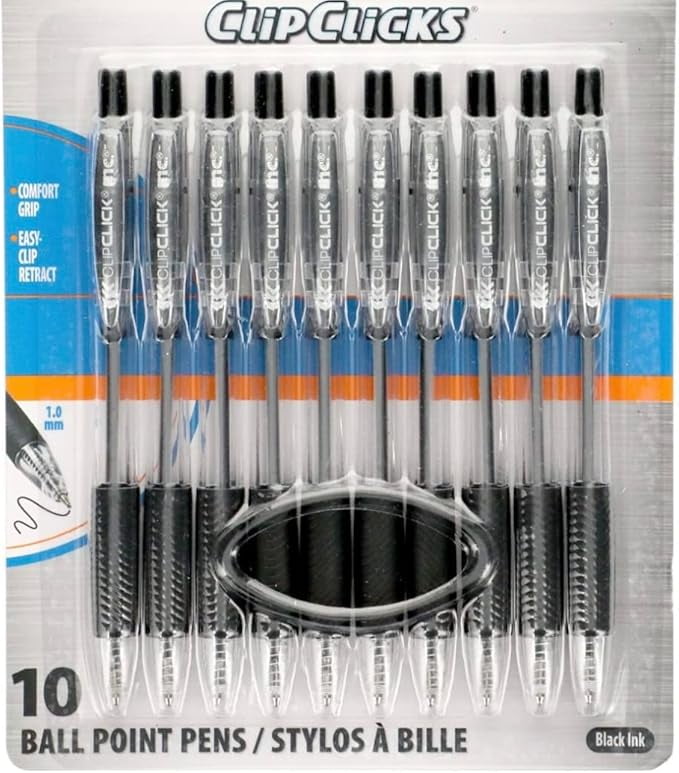 Clip Clicks- Long Lasting, Comfort Grip, Easy Clip,Retractable, Black ...