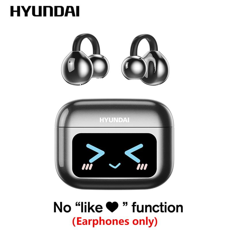 Clip On Ear Headphones with LCD Full Color Touch Screen Wireless Audio ...