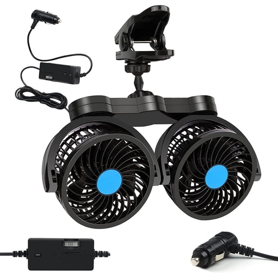 Clip Fan, Adjustable 4 Inches 12V Fan for Front/Rear Seat Passenger ...