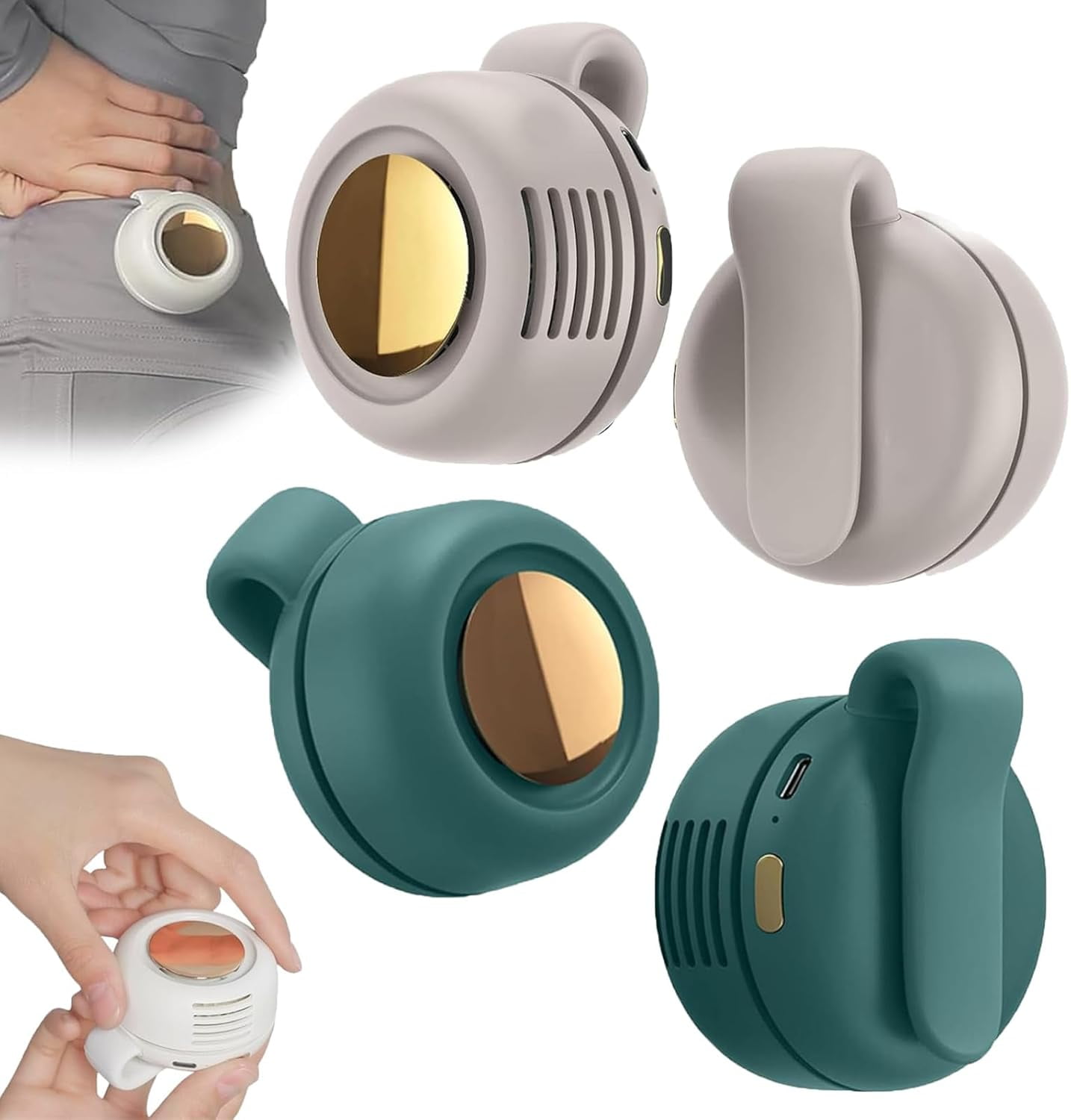 Clip On Fan, White & Green Portable Clip on Fan, Portable Silent Mini ...