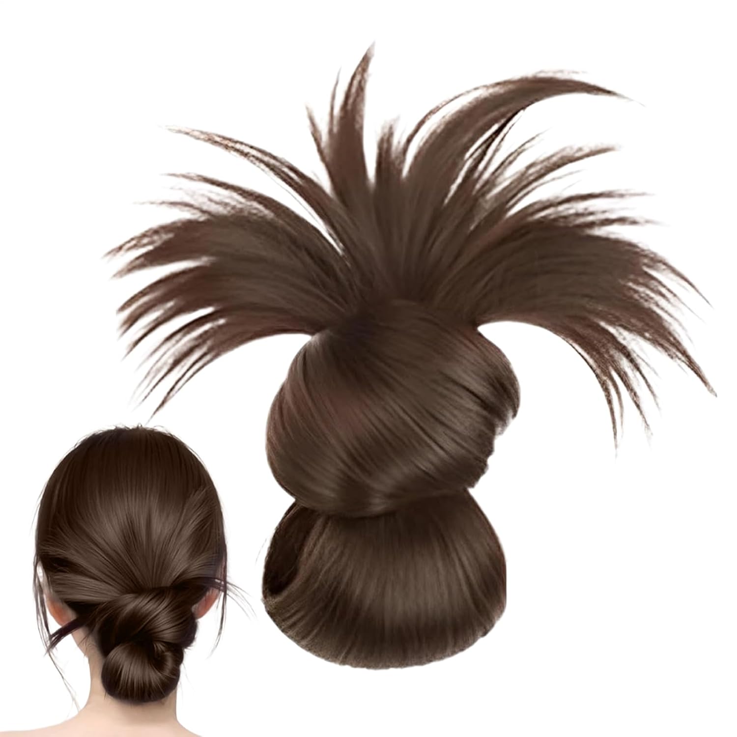 Clip On Feathered Bun Wig, Messy Bun Hair Piece, Claw Clamp Messy Wig ...