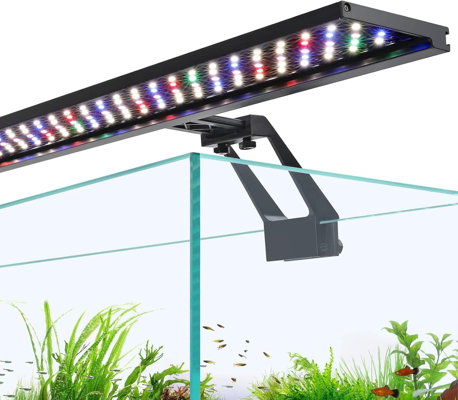 Clip On Full Spectrum Aquarium LED Light, 18W Day-Night Dual Timer ...