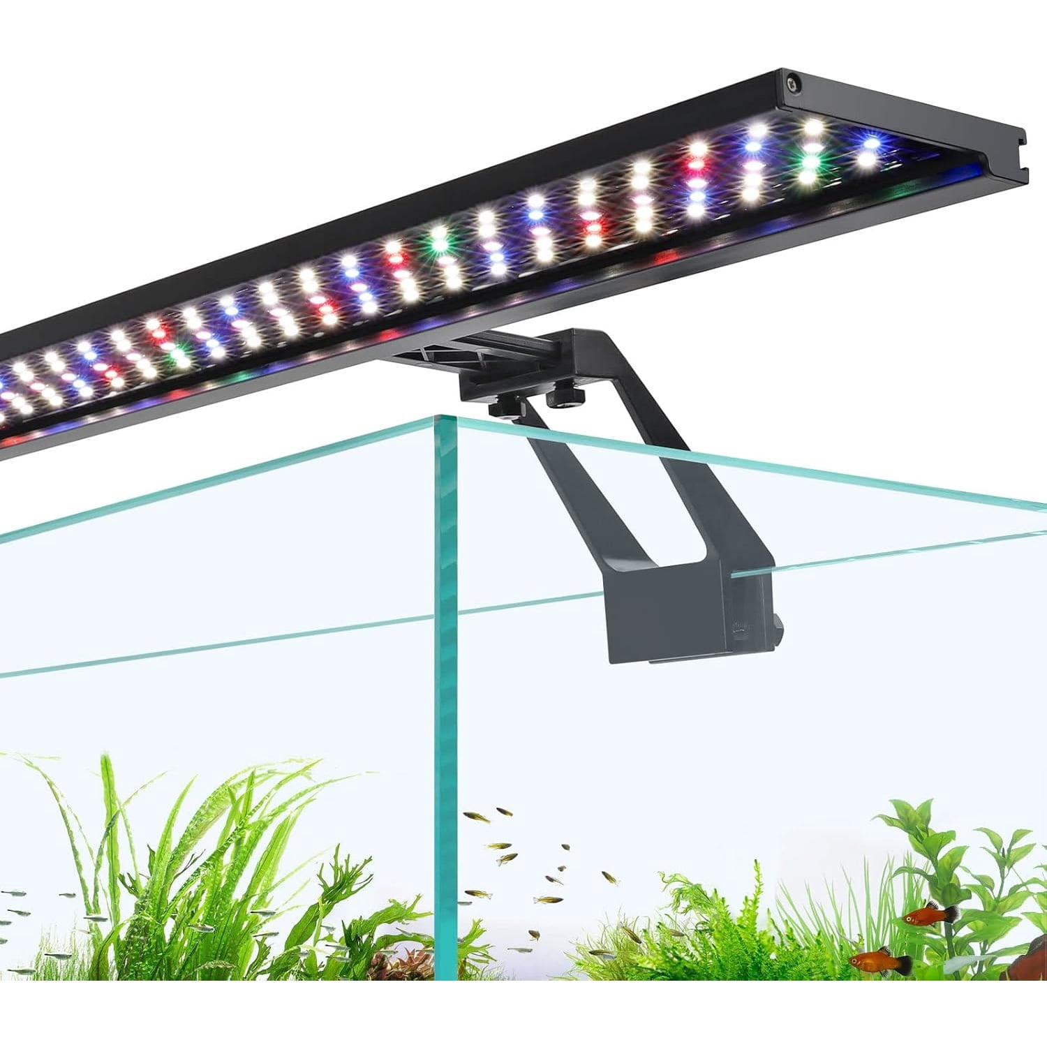 Clip On Full Spectrum Aquarium LED Light, 18W Day-Night Dual Timer ...